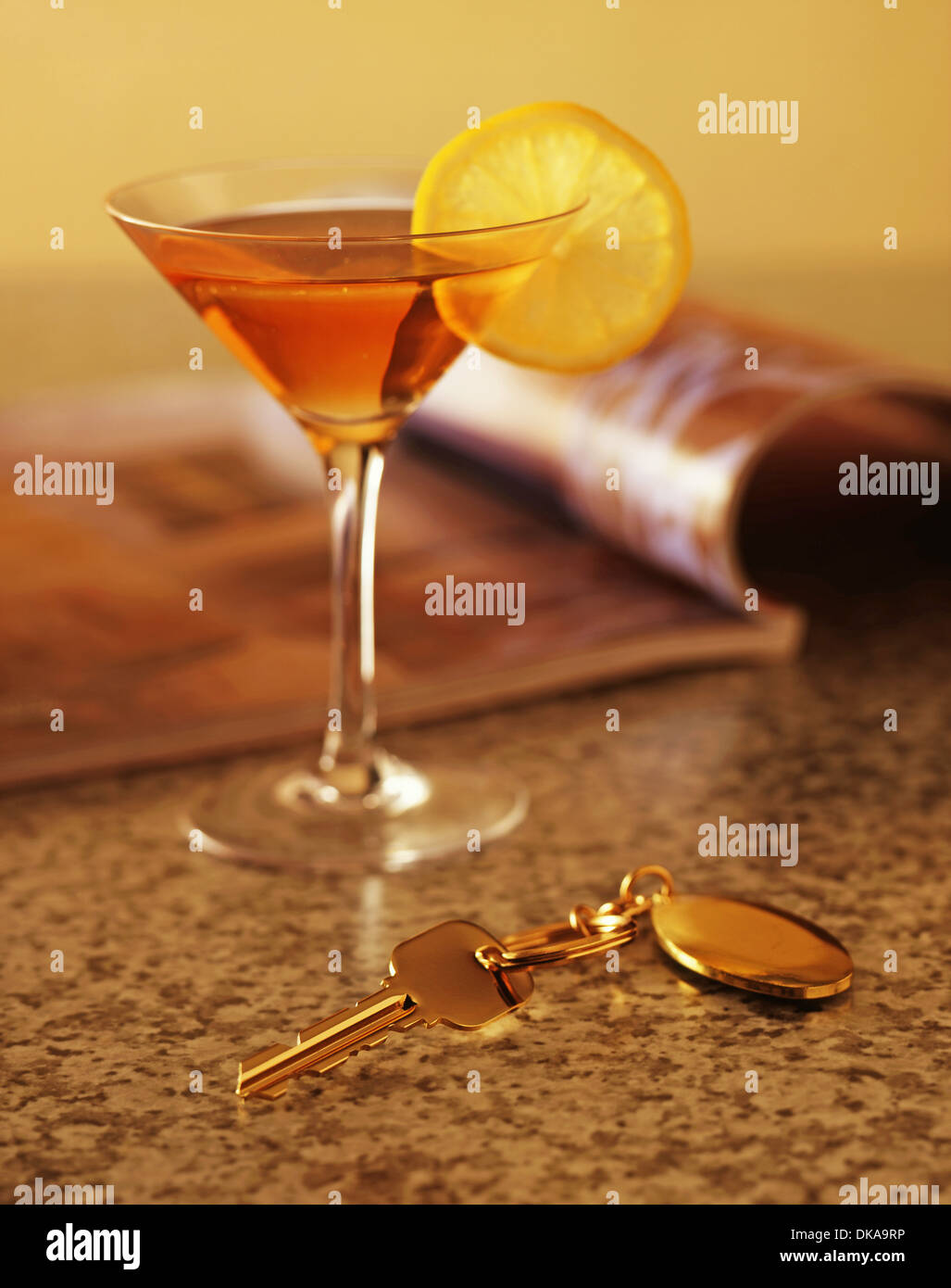 Cocktail and hotel room keys Stock Photo - Alamy