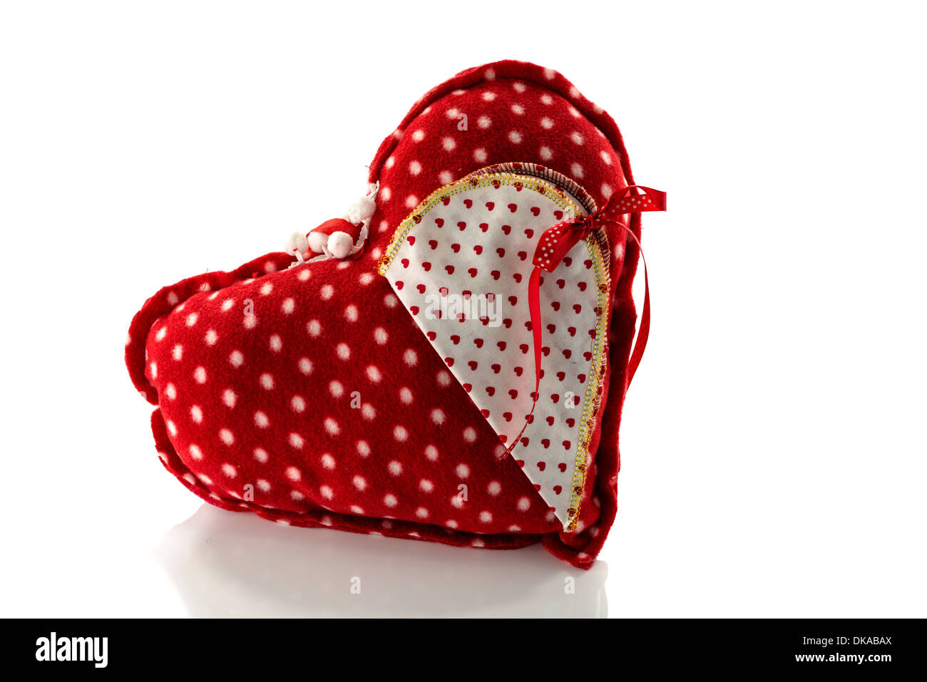 hand made hart shapes from textile and cotton isolated on white for ...