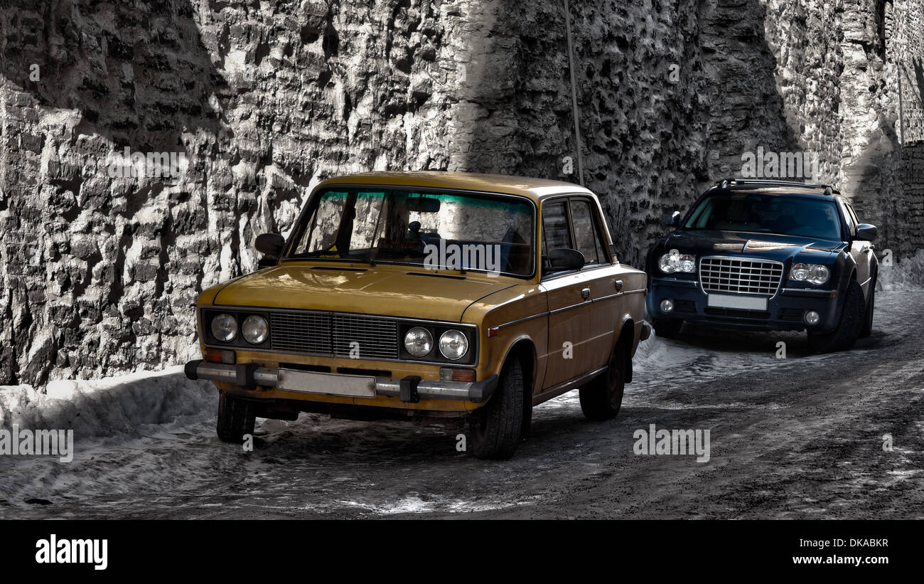 Old russian and new modern vehicles Stock Photo - Alamy