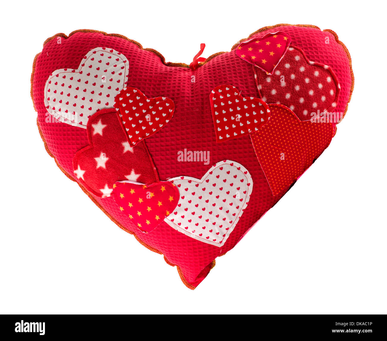 hand made hart shapes from textile and cotton isolated on white for ...