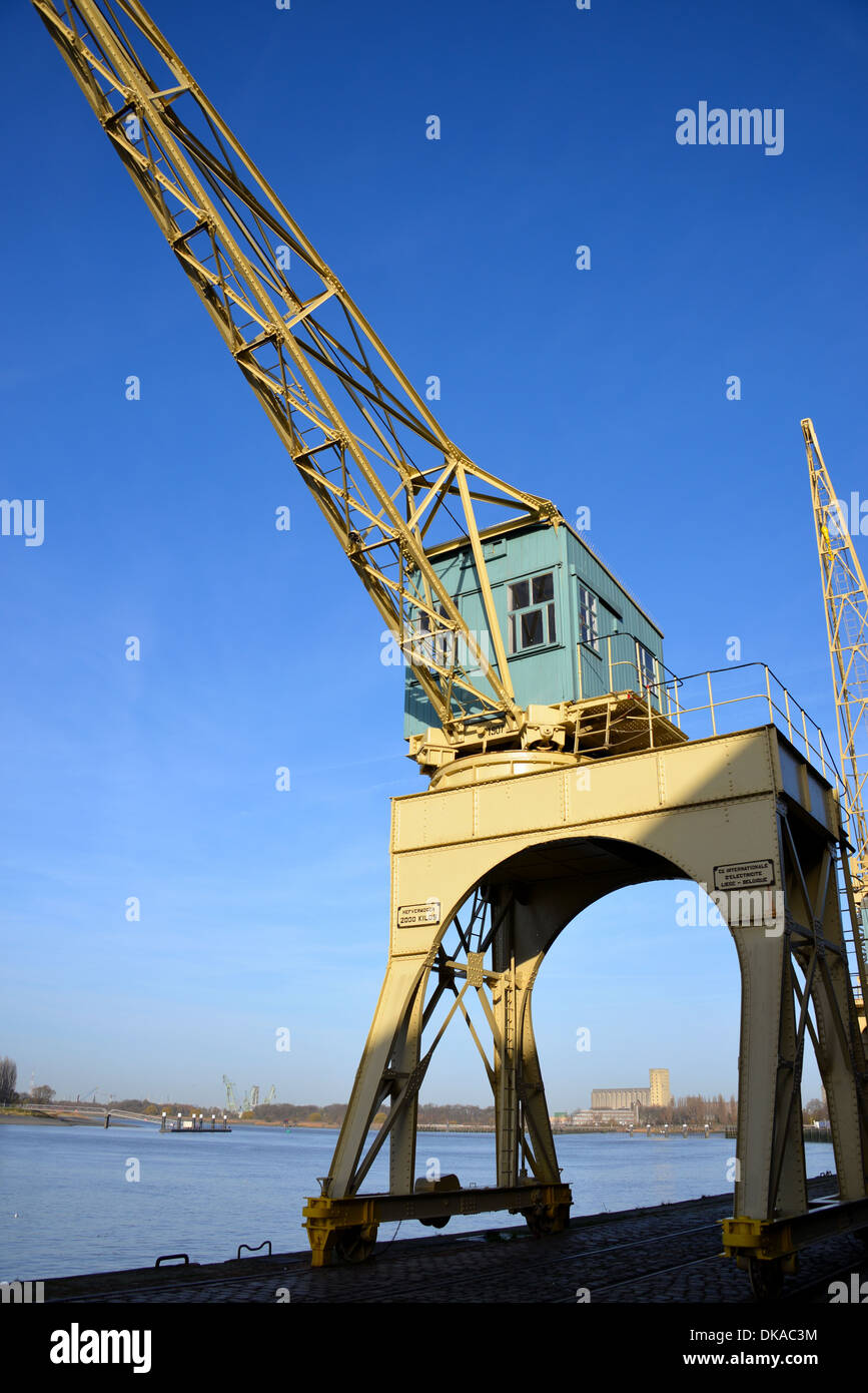 An old crane at an outdoor museum in Antwerp Stock Photo - Alamy
