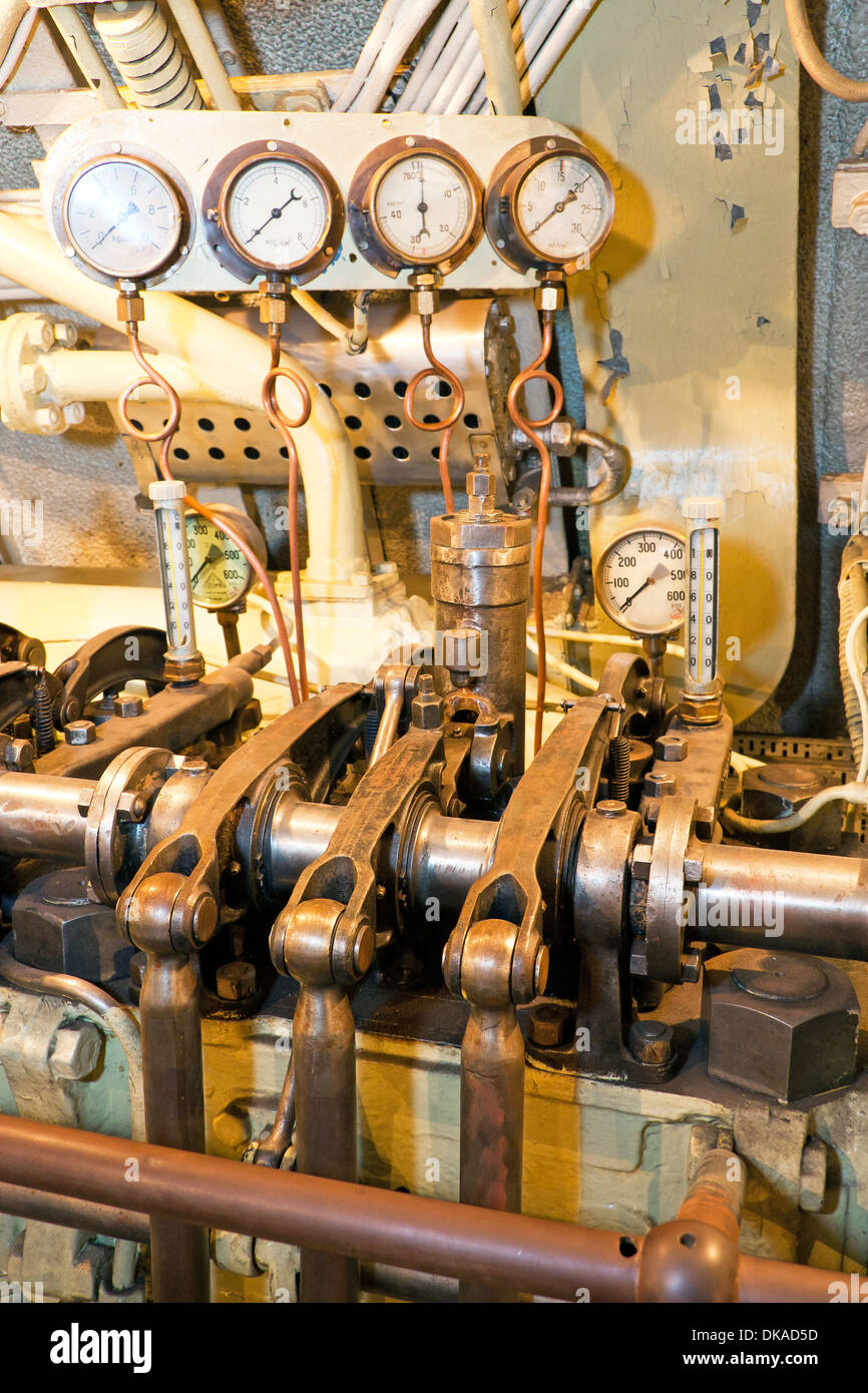 Machine pressure indicators in a submarine Stock Photo - Alamy