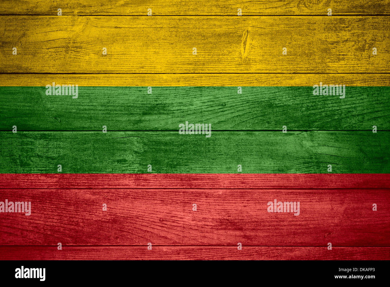 flag of Lithuania or Lithuanian banner on wooden background Stock Photo ...
