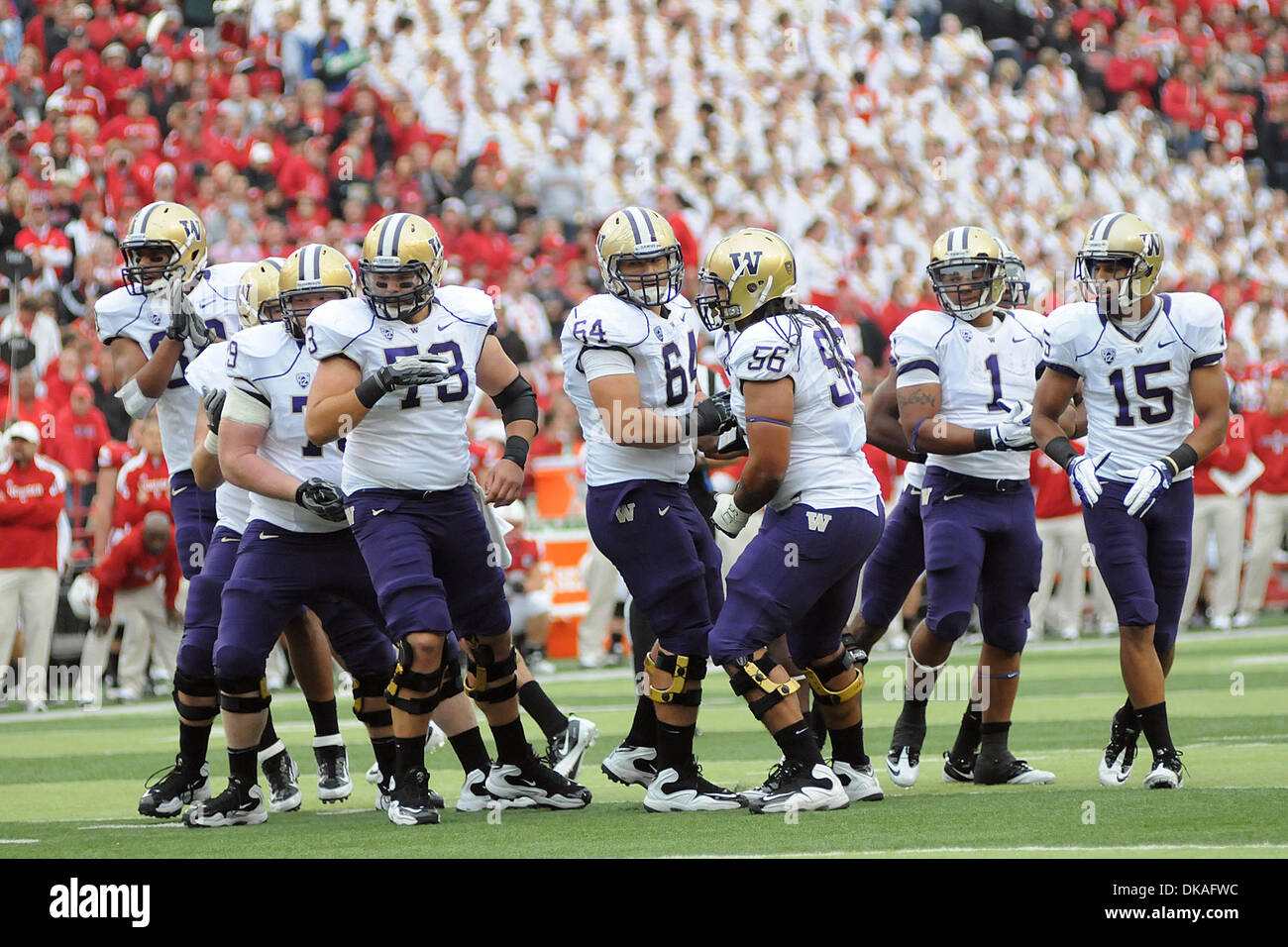 Sept. 17, 2011 - Lincoln, Nebraska, U.S - The Huskies break huddle ...