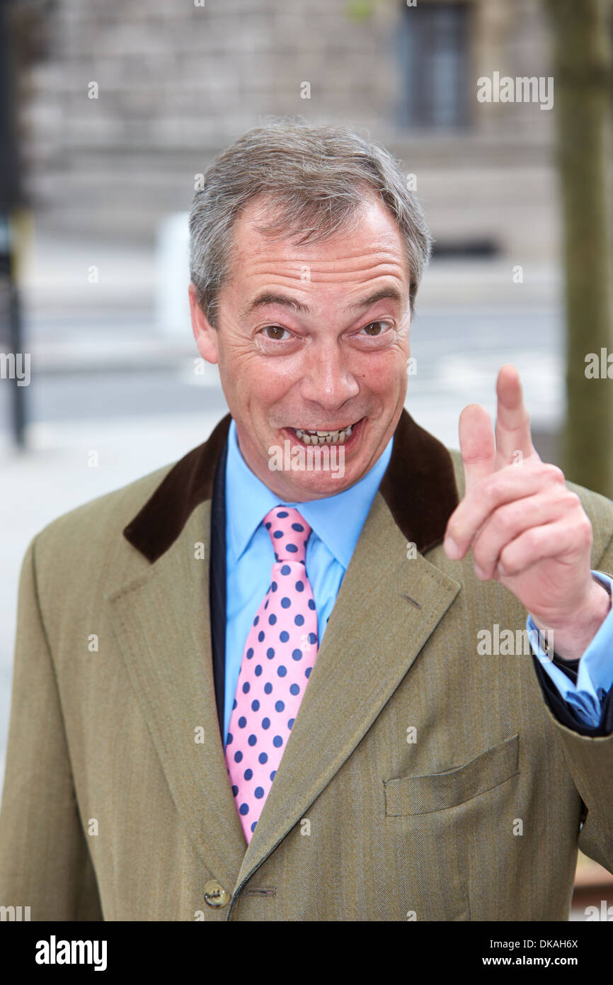 Nigel Farage, leader of the UK Independence Party or UKIP, pictured in ...
