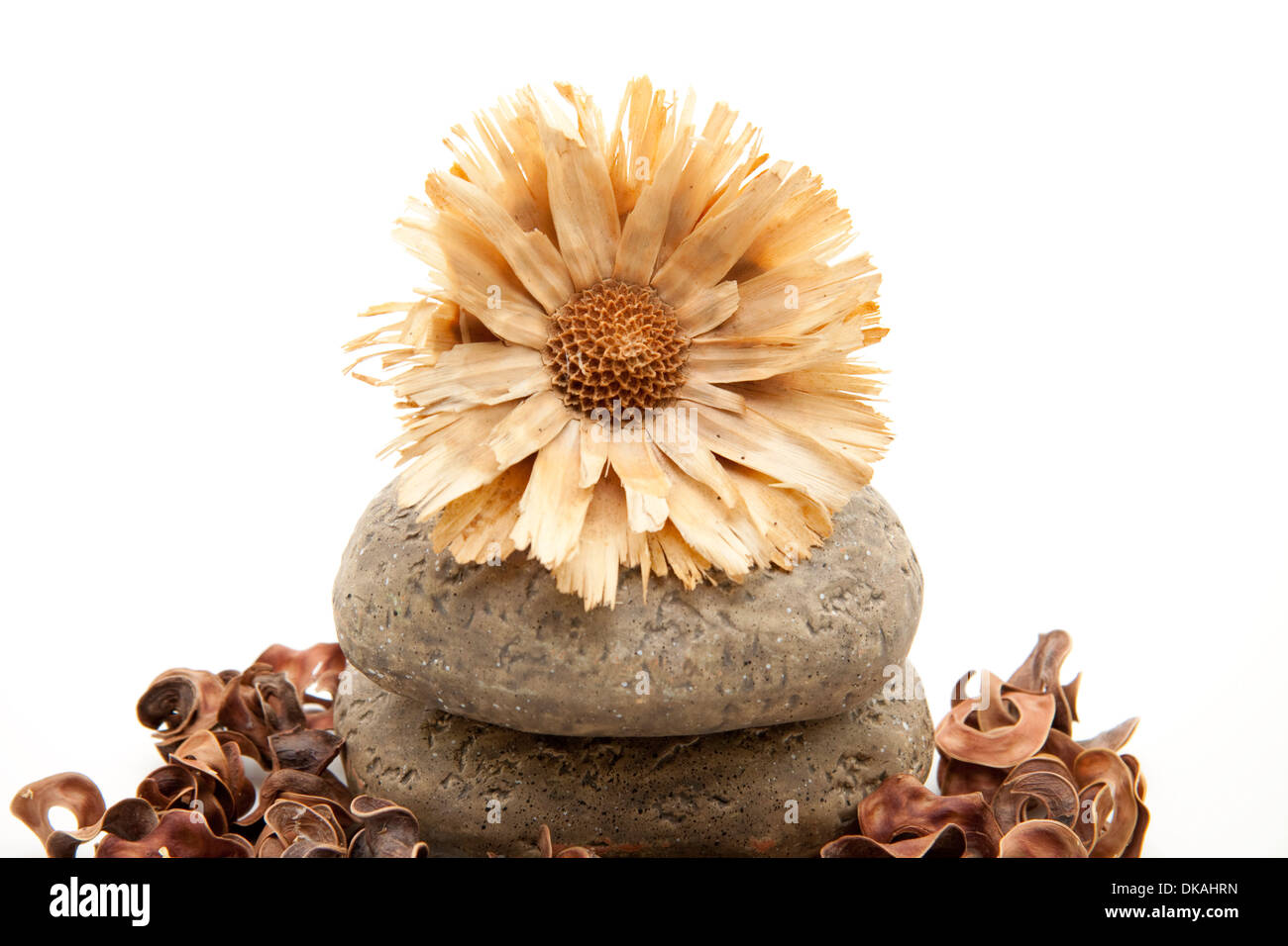 Straw flower with stones Stock Photo - Alamy