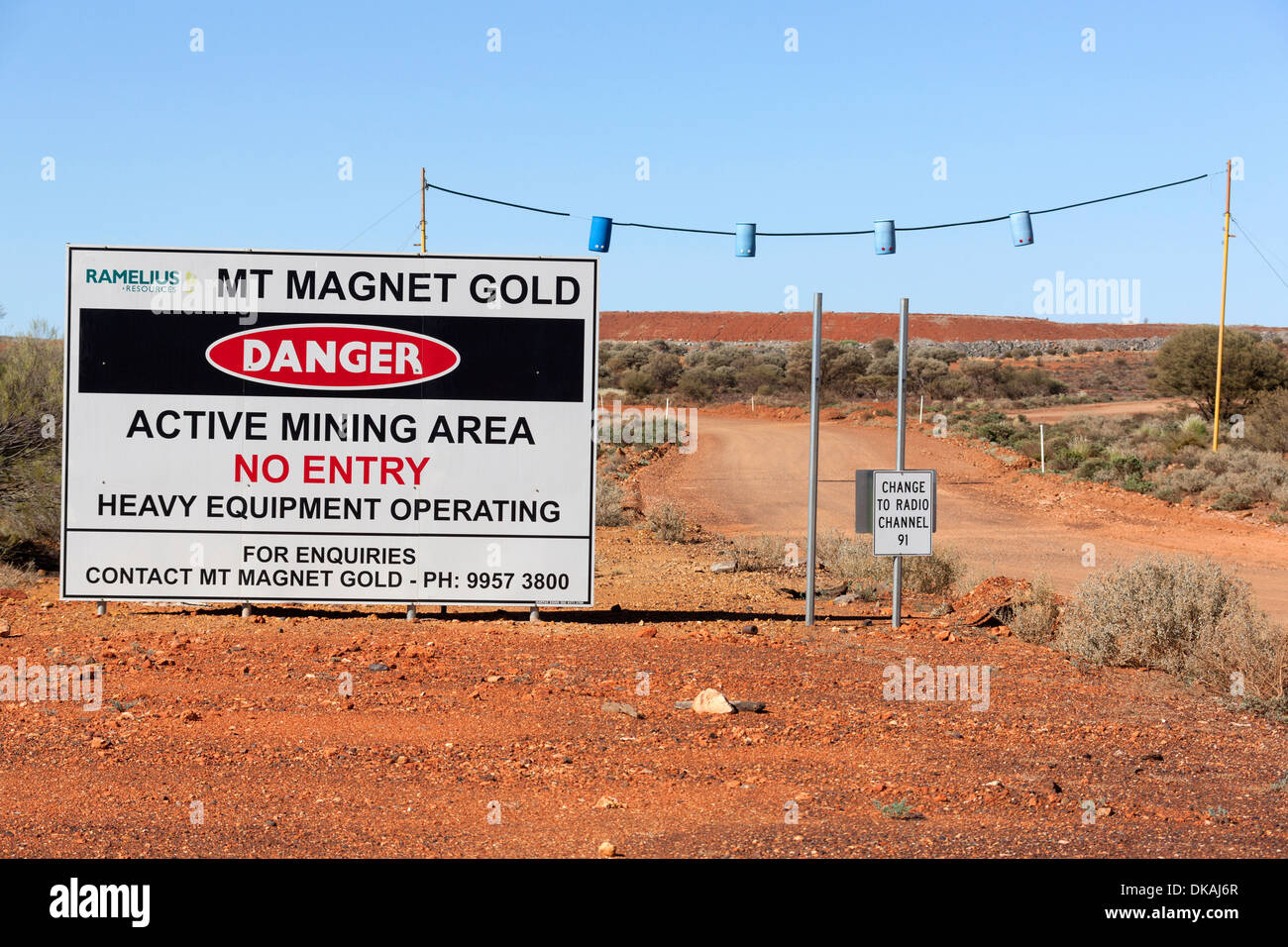 Mount Magnet Gold mining area danger sign, Mount Magnet Western ...