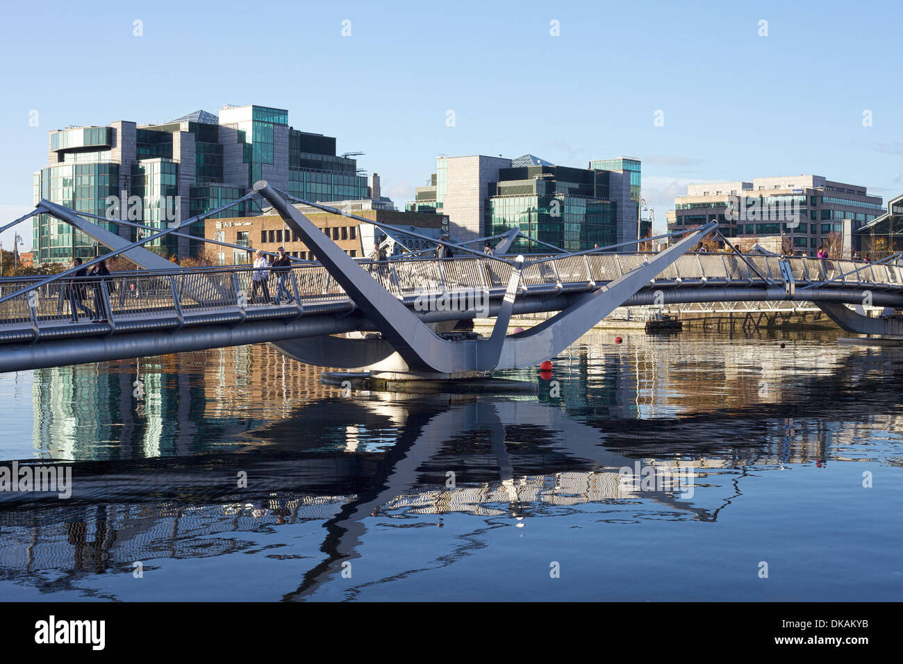 The Seán O'Casey Bridge that spans the River Liffey in Dublin city ...