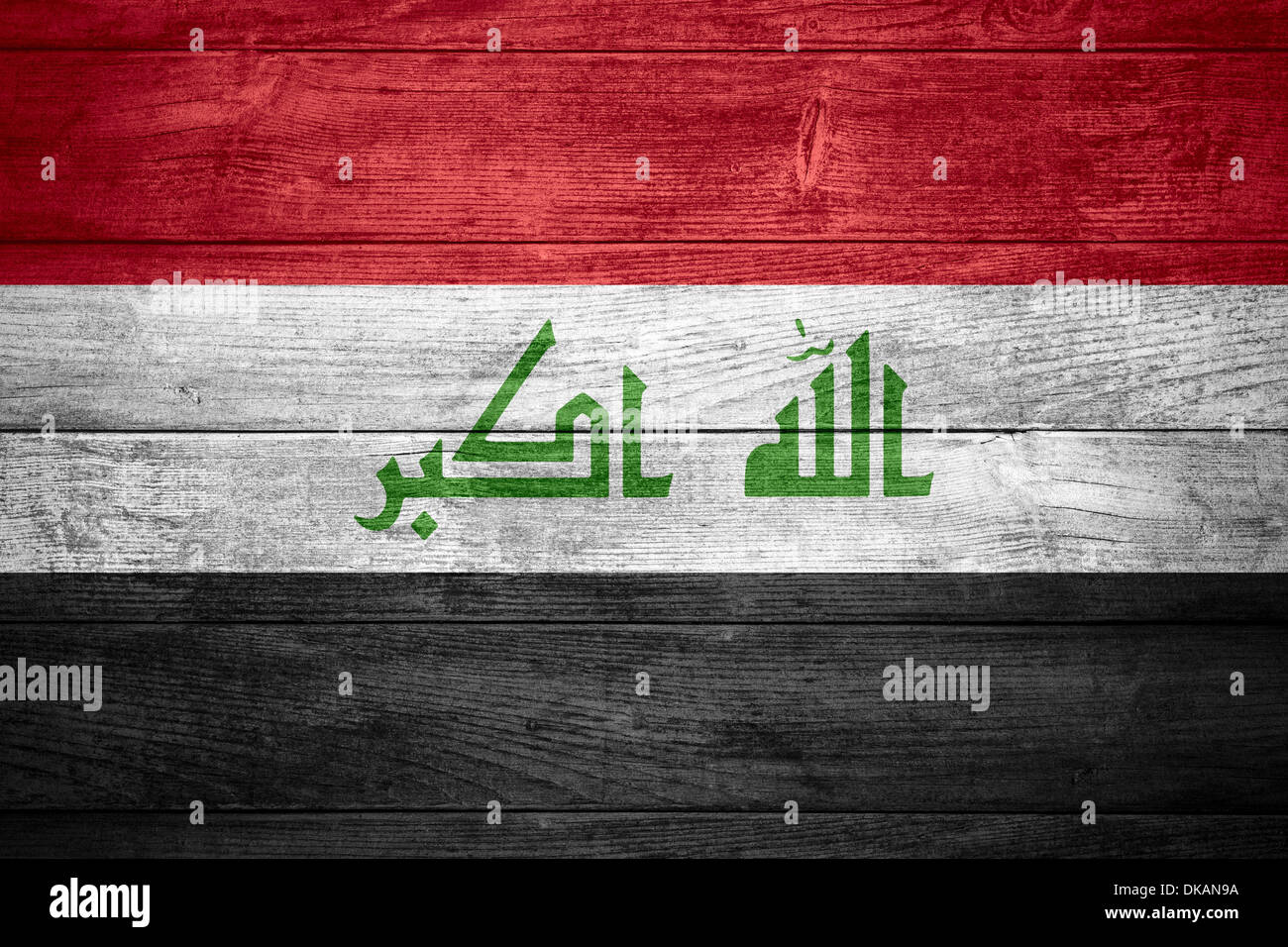 flag of Iraq or Iraqi banner on wooden background Stock Photo - Alamy