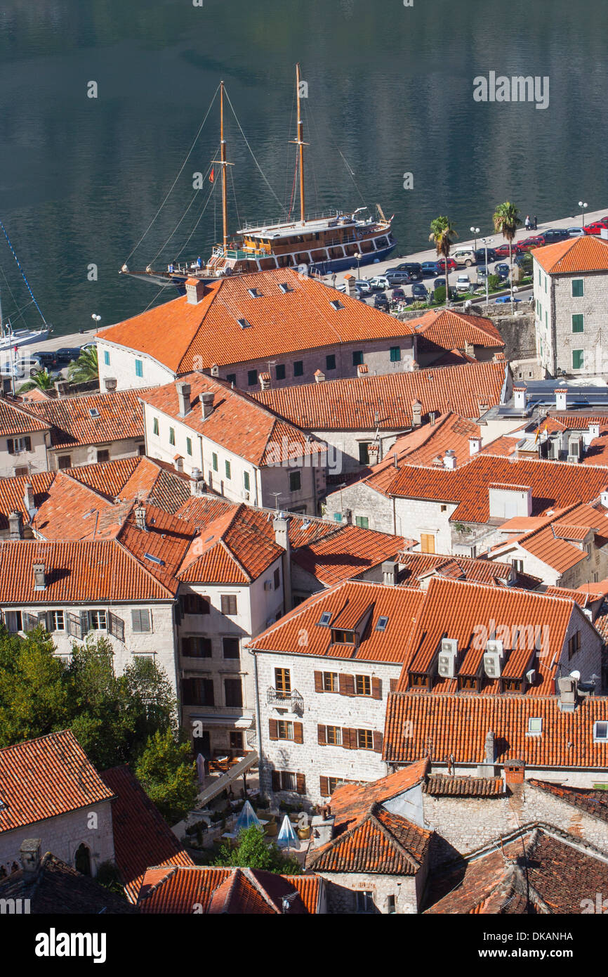 Montenegro, Boka Kotorska (Kotor Bay), view of Stari Grad (Old Town ...