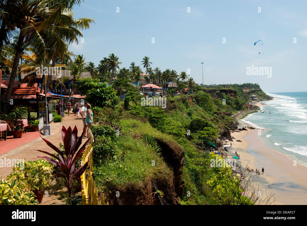 View from the cliff looking south. Varkala, Kerala, India Stock Photo ...