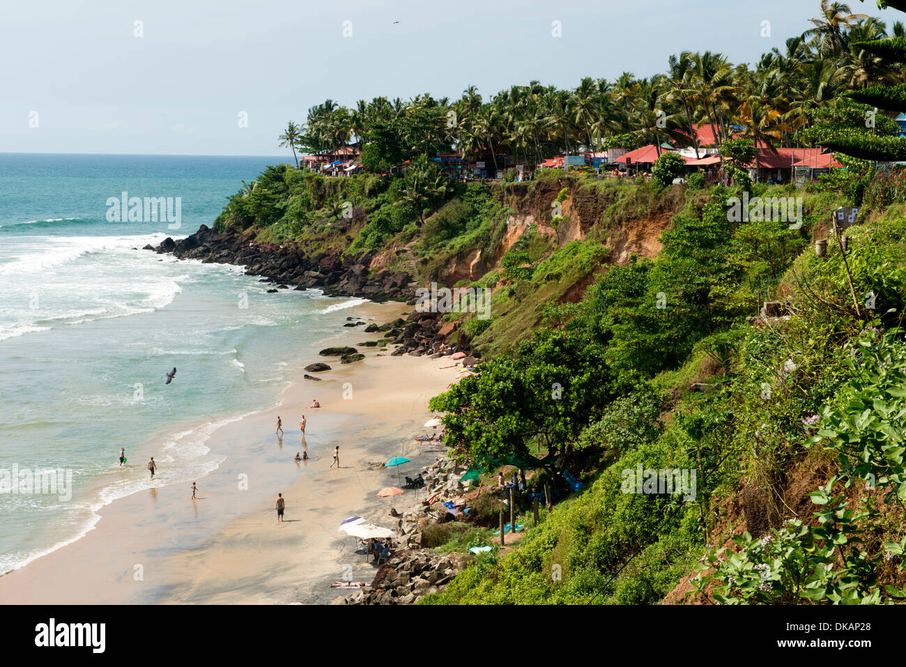 View from the cliff looking north. Varkala, Kerala, India Stock Photo ...