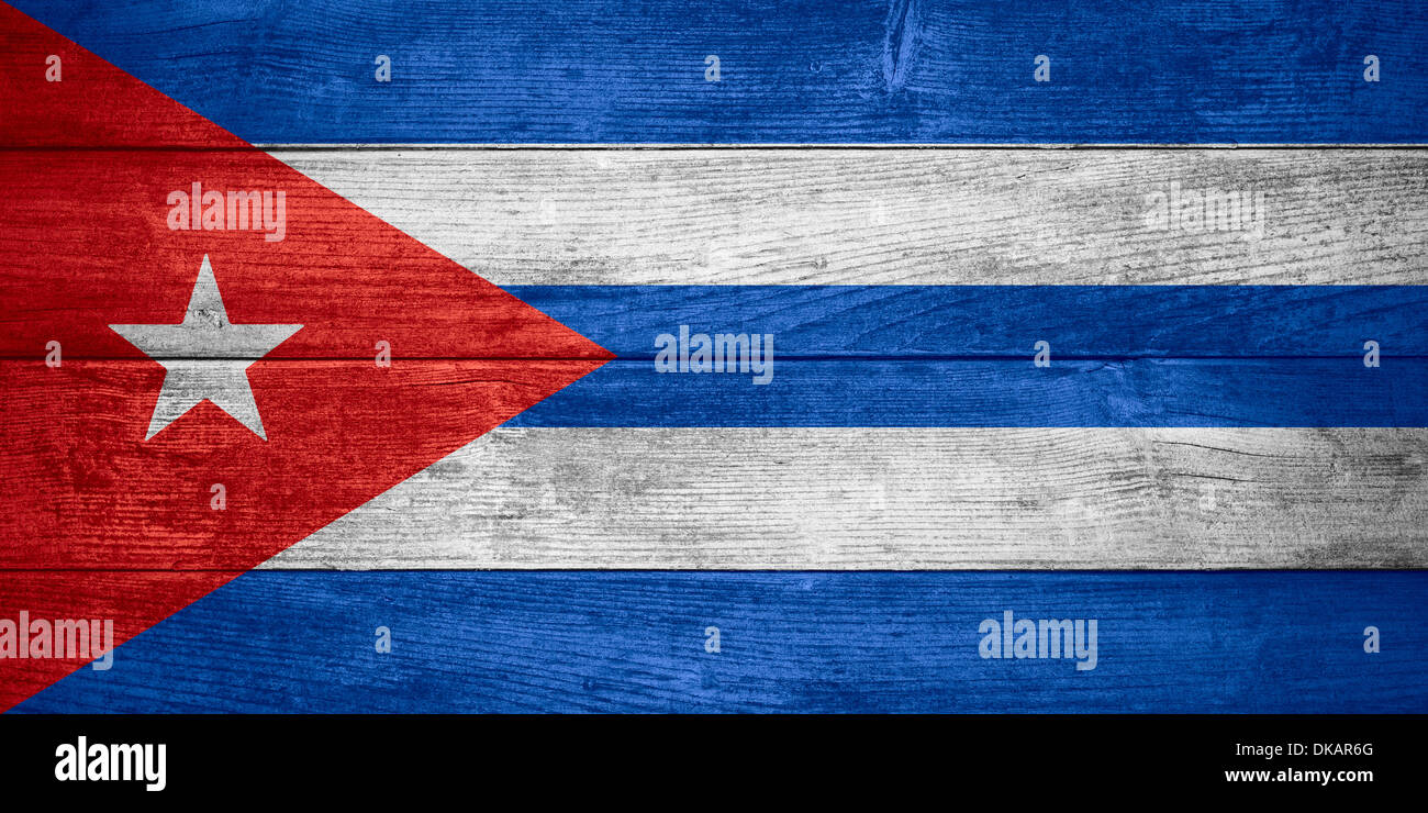 flag of Cuba or Cuban banner on wooden background Stock Photo - Alamy