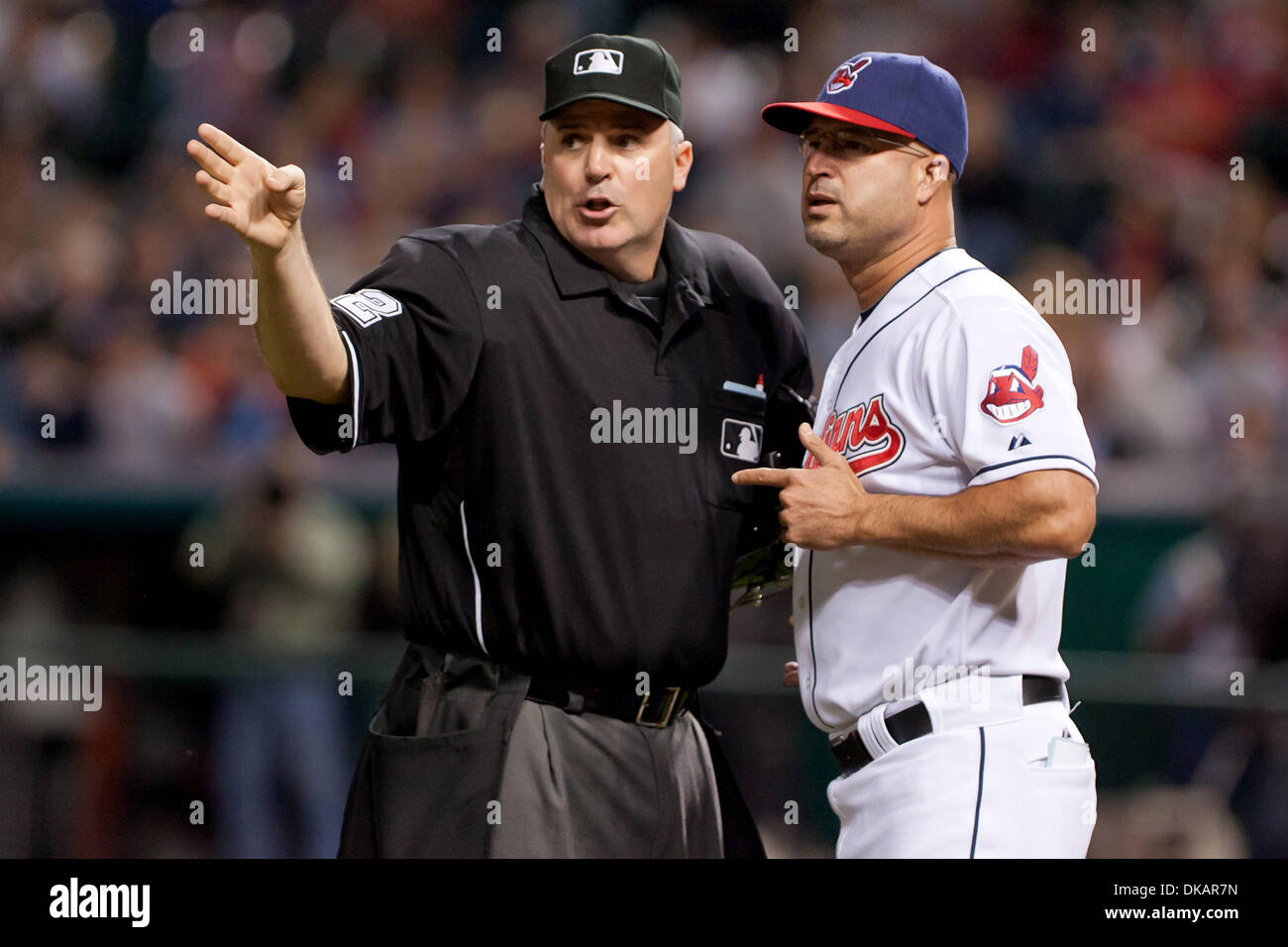 Sept. 22, 2011 - Cleveland, Ohio, U.S - Home plate umpire Bill Welke ...