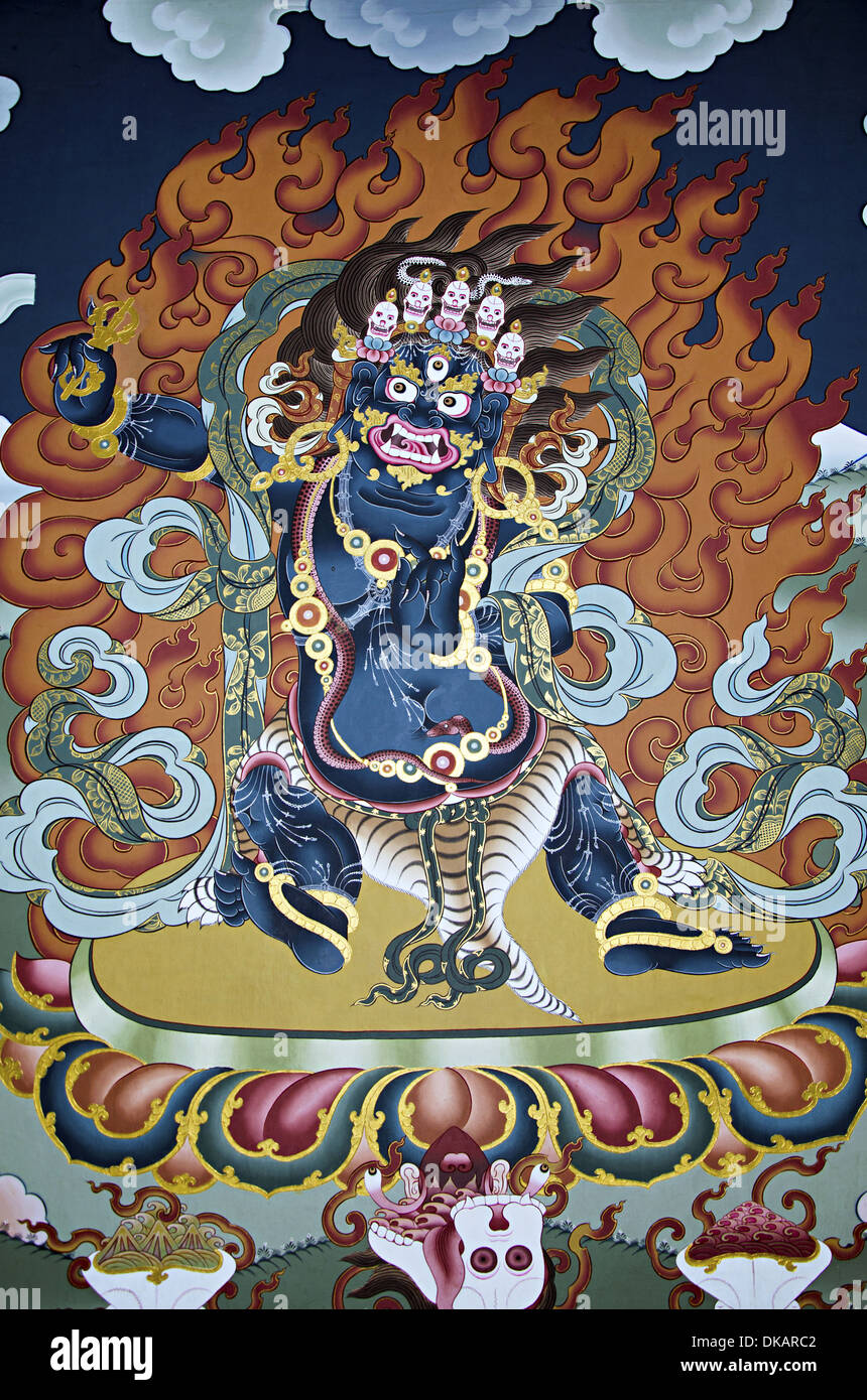 Mural painting of Lord of Death on the wall. Located inside the Royal ...