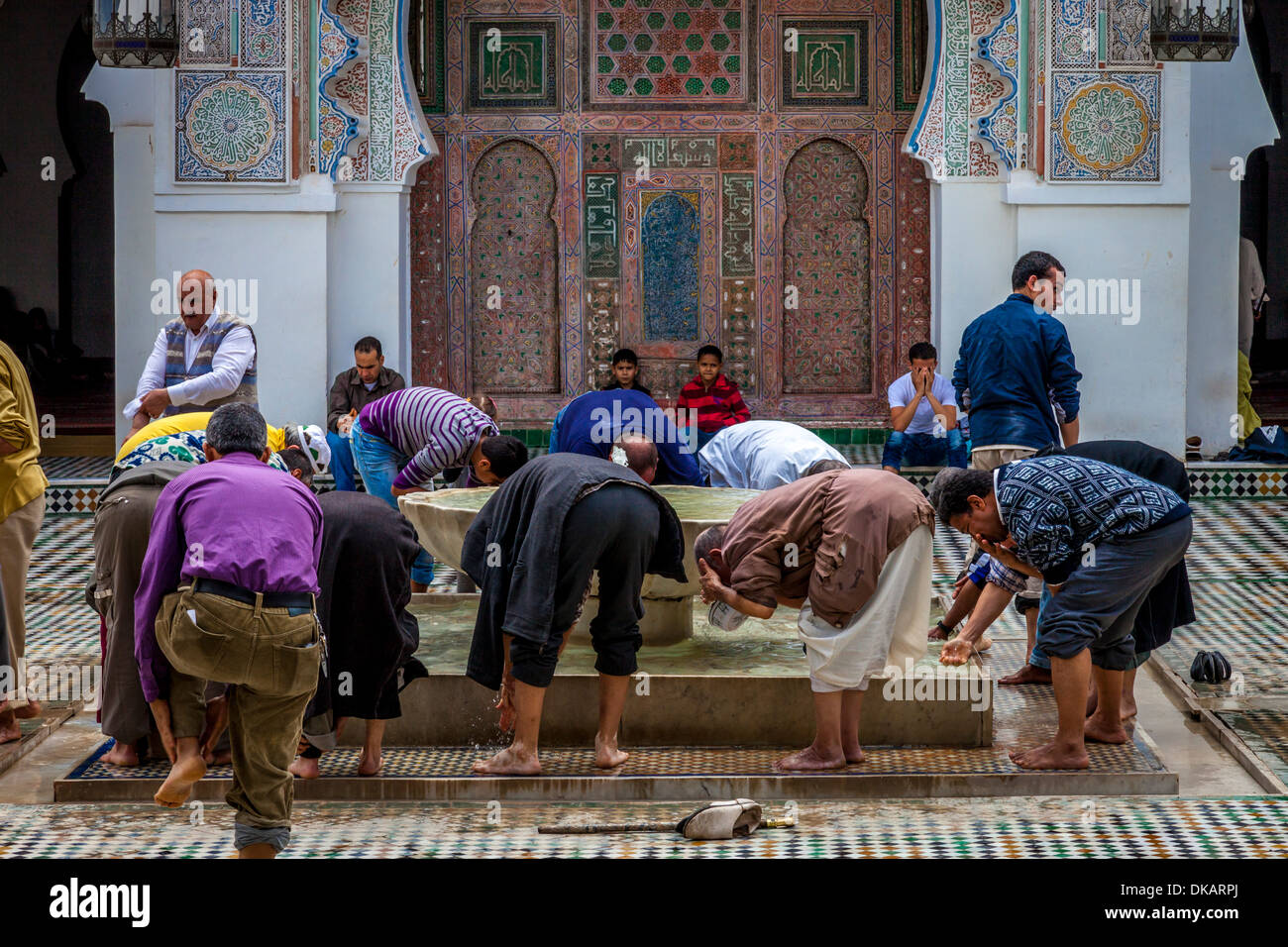 Men washing themselves before prayer, Kairaouine (Al-Karaouine) Mosque ...