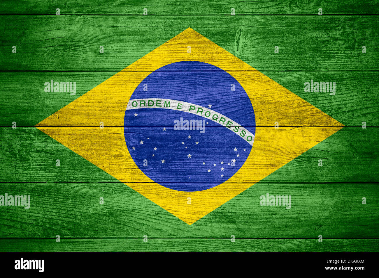 flag of Brazil or Brazilian banner on wooden background Stock Photo - Alamy