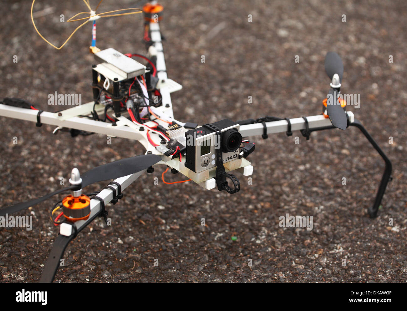 A selfmade drone, that carries a small camera, pictured in Berlin on ...