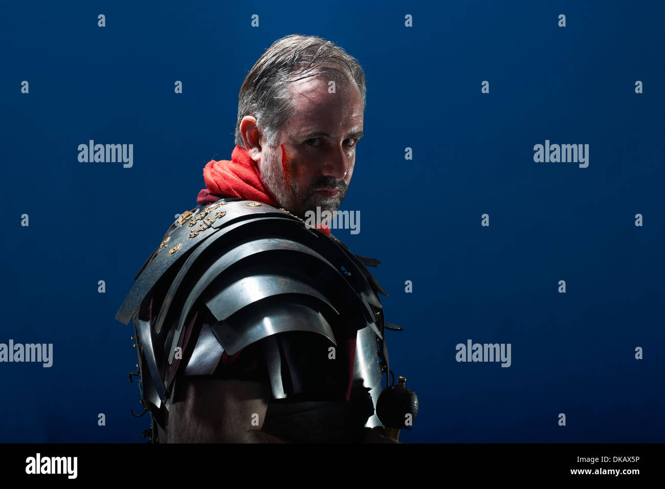 Studio portrait of roman soldier Stock Photo - Alamy