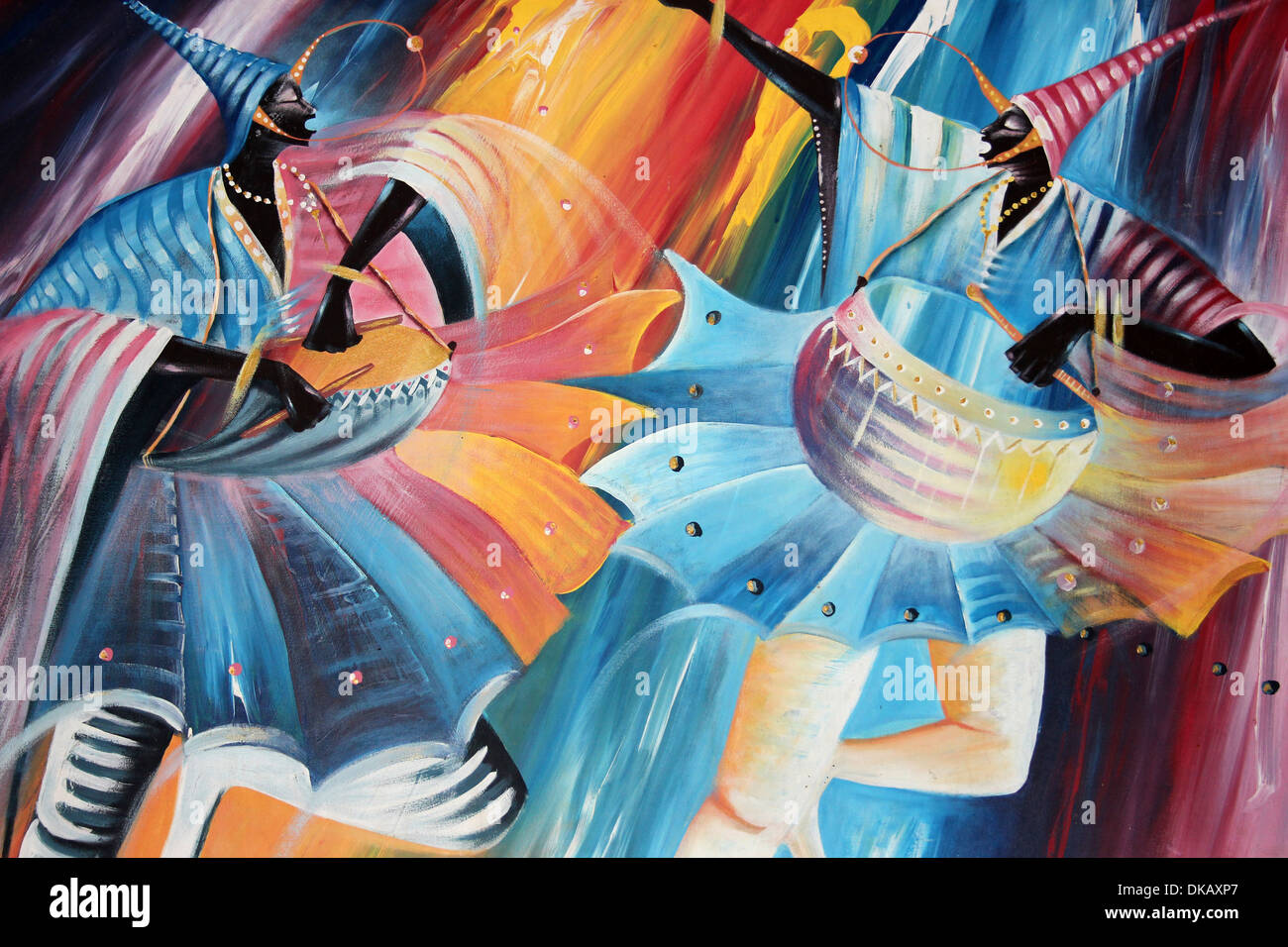 Modern Ghanaian Painting Showing Colourful Musicians Stock Photo - Alamy