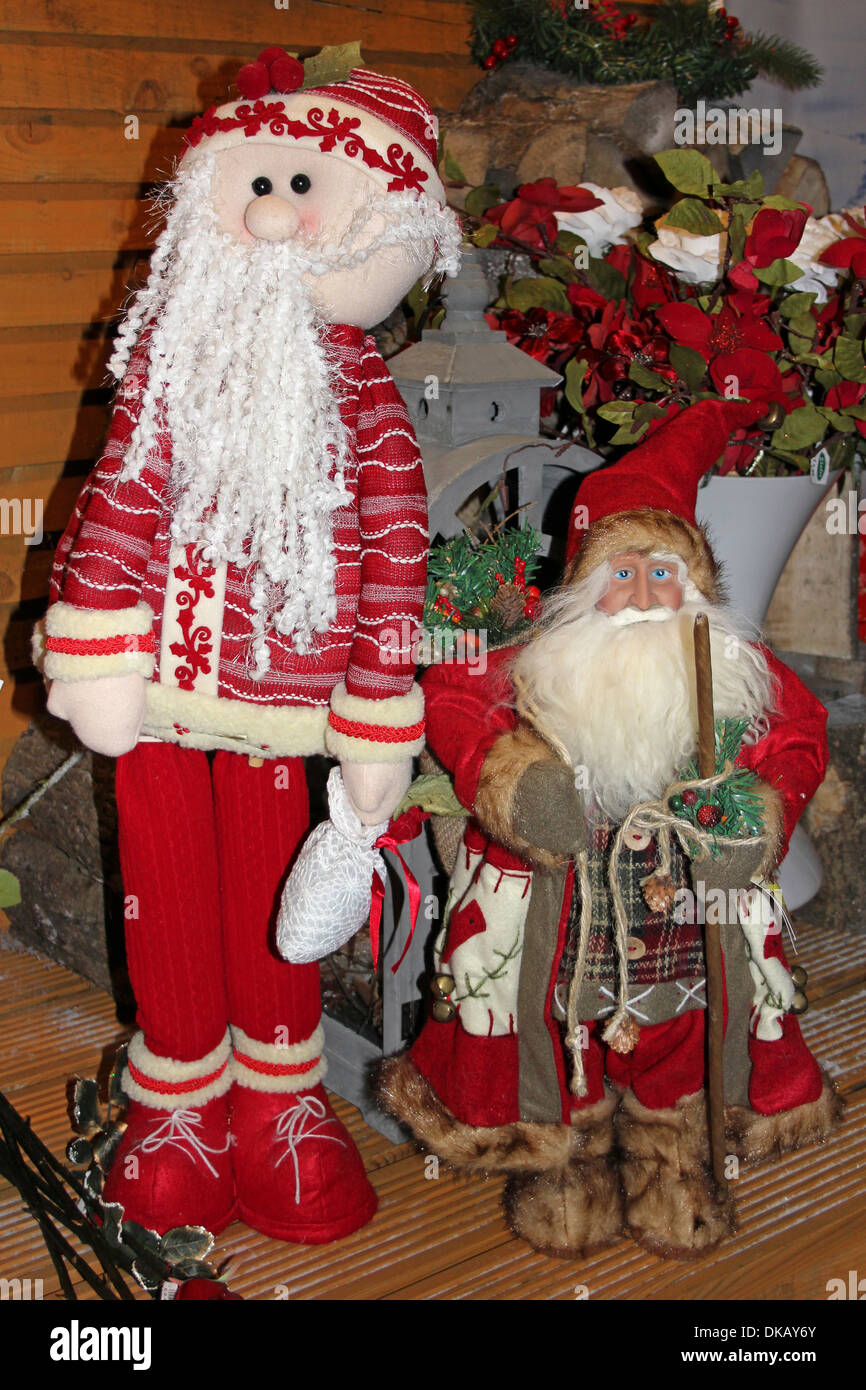 Modern And Traditional Santa Claus Christmas Decorations Stock Photo ...