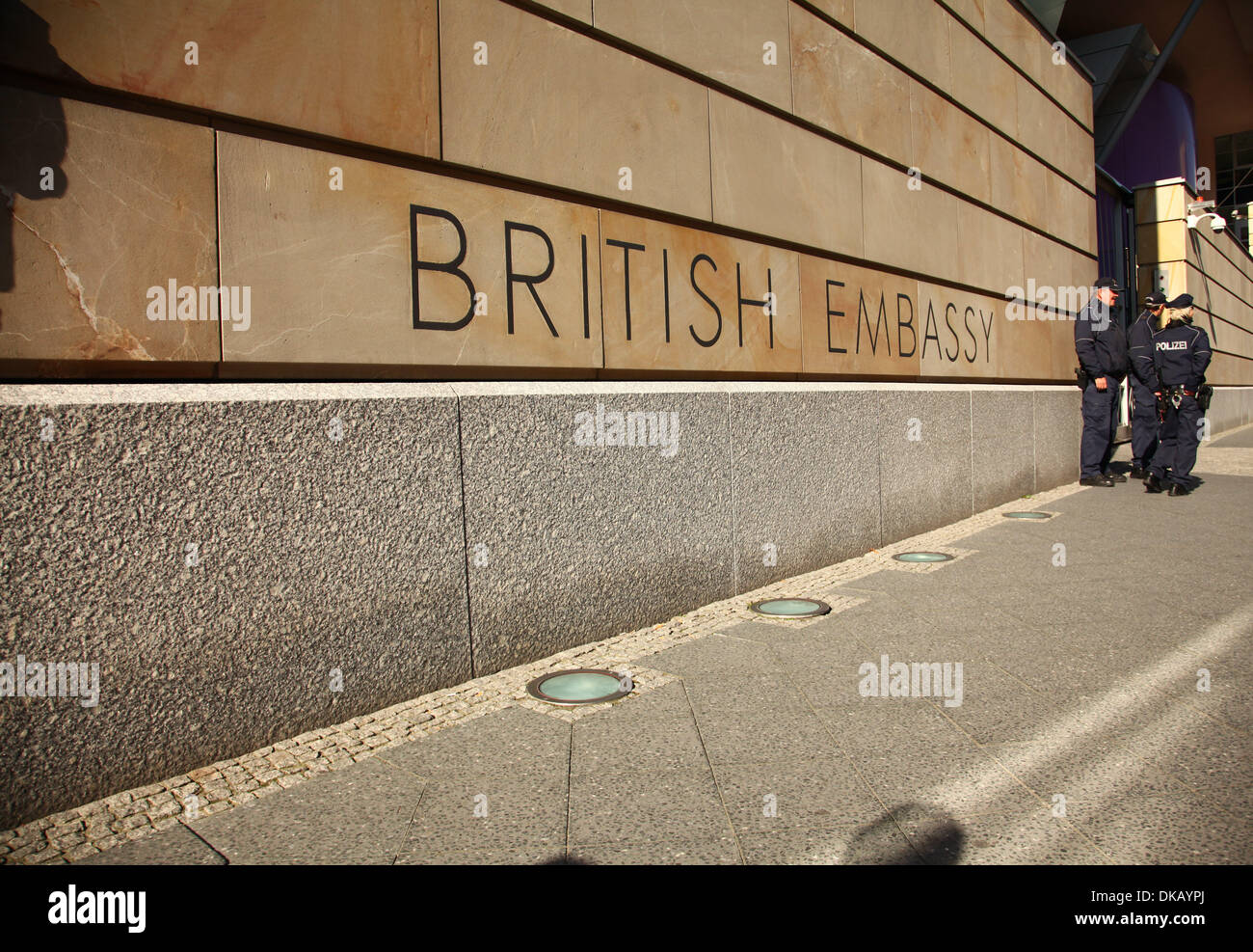 German police securing the British embassy in Berlin on October 03 ...