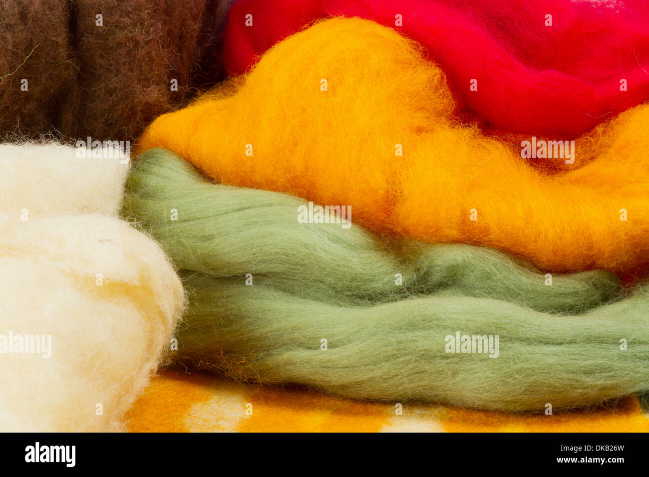 Colorful wool for felt making Stock Photo - Alamy