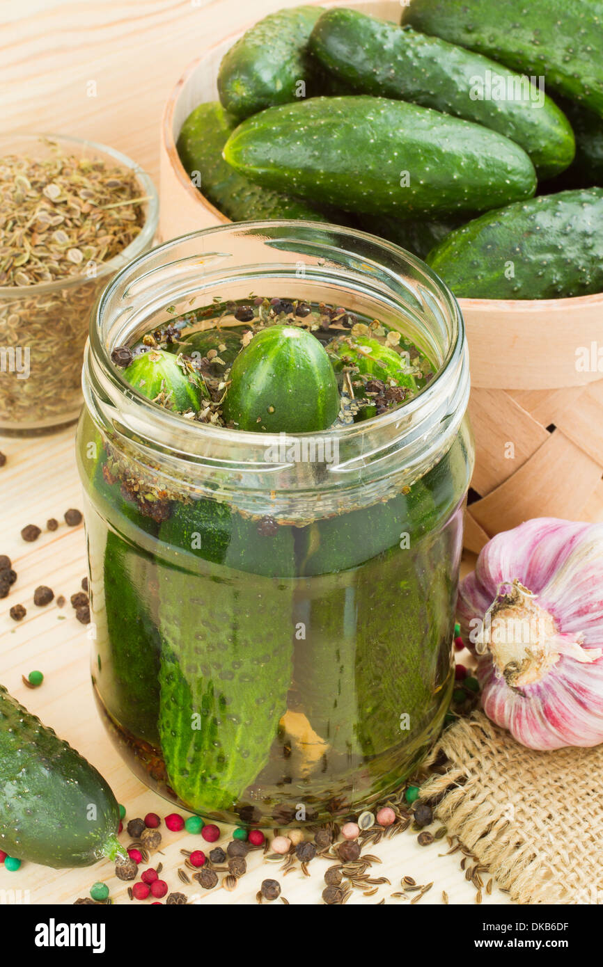 Homemade pickled cucumbers Stock Photo - Alamy