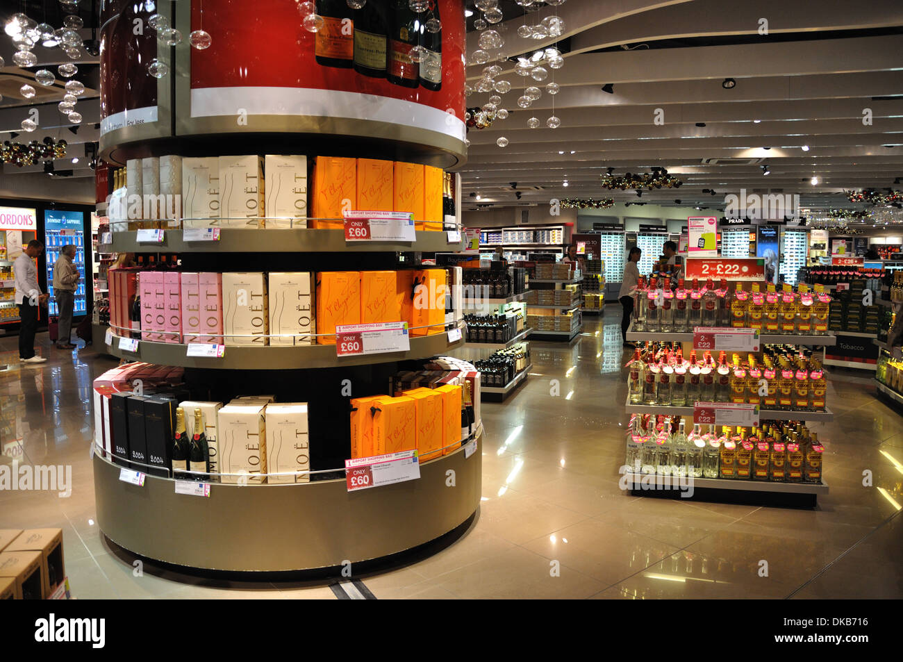 Champagne display in a duty free shop Stock Photo - Alamy
