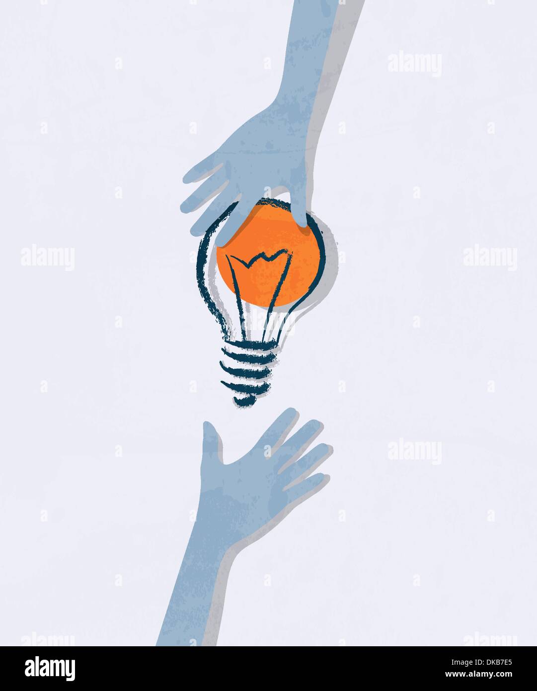 illustration of idea bulb. Transfer of ideas from hand to hand Stock ...