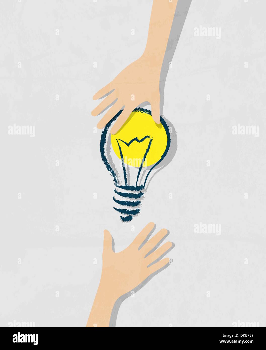illustration of idea bulb. Transfer of ideas from hand to hand Stock ...