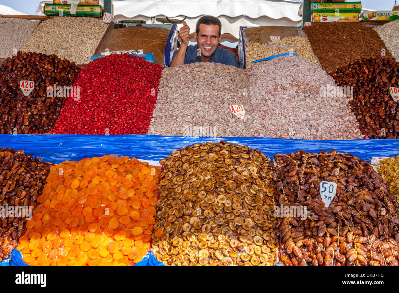 Dried Fruit Stall, Jemaa el-Fna Square, Marrakech, Morocco Stock Photo ...