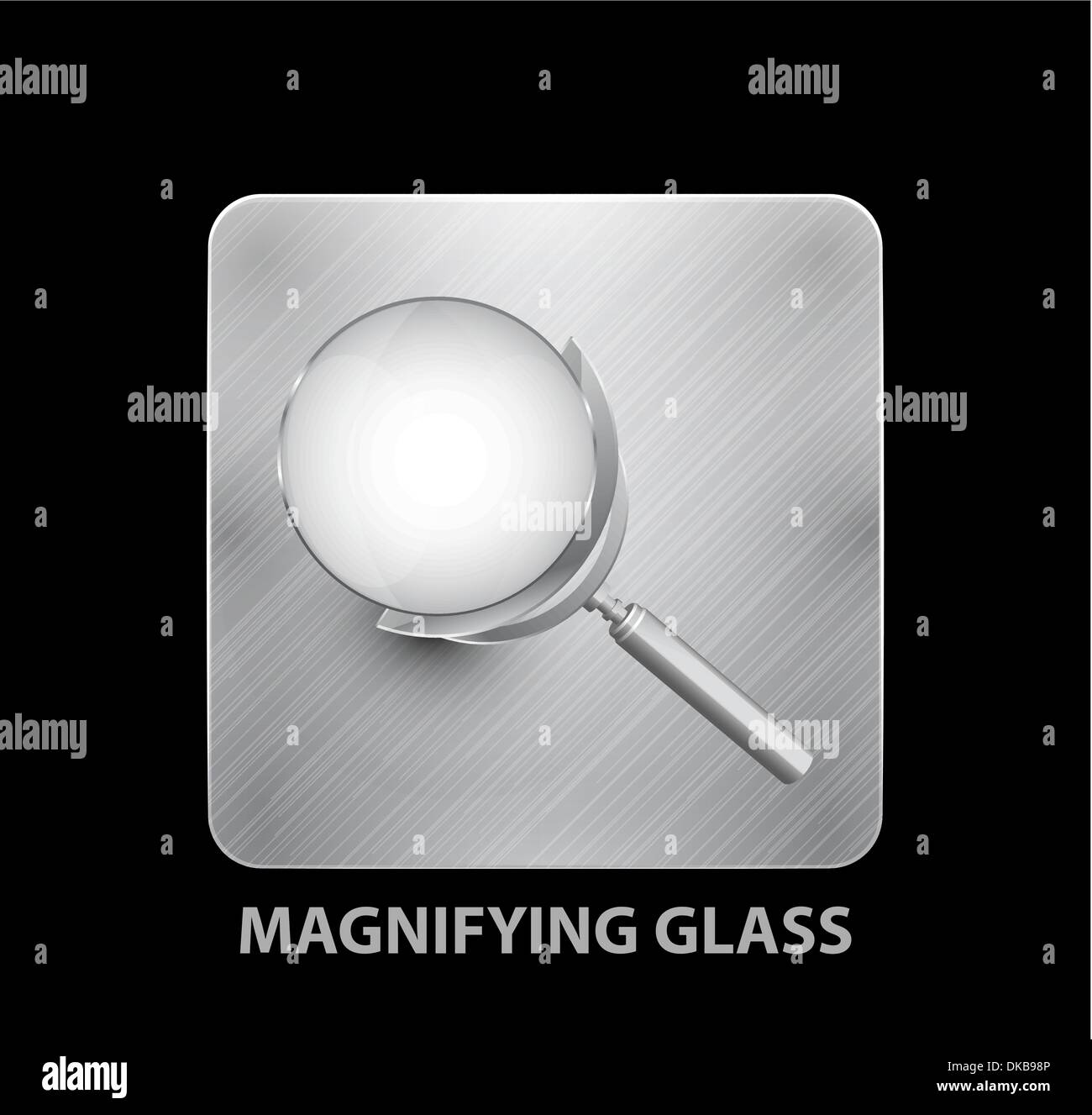 Vector app icon. Metal button and magnifying glass Stock Vector Image ...