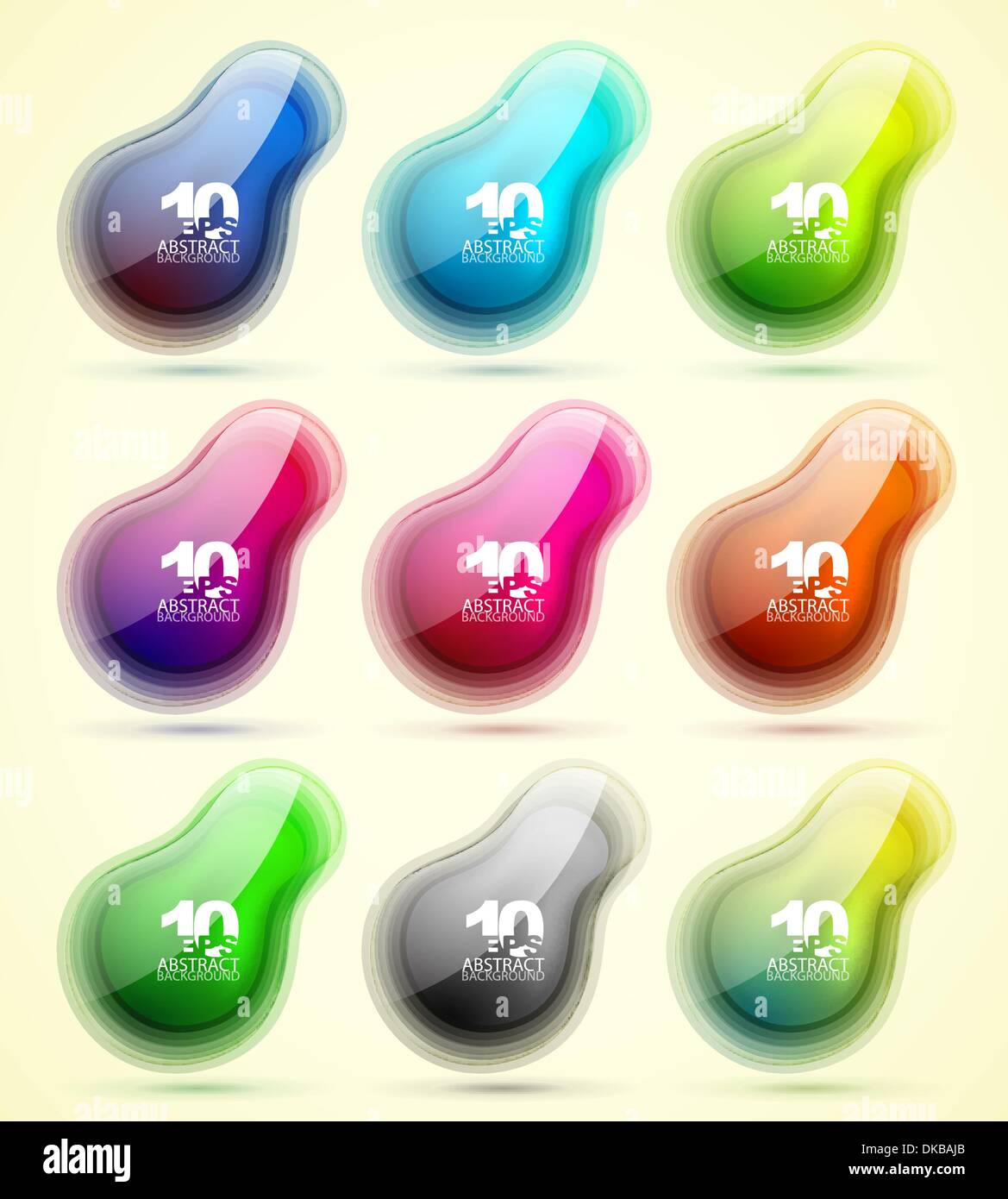 Vector collection of abstract glass shapes with sample text Stock ...