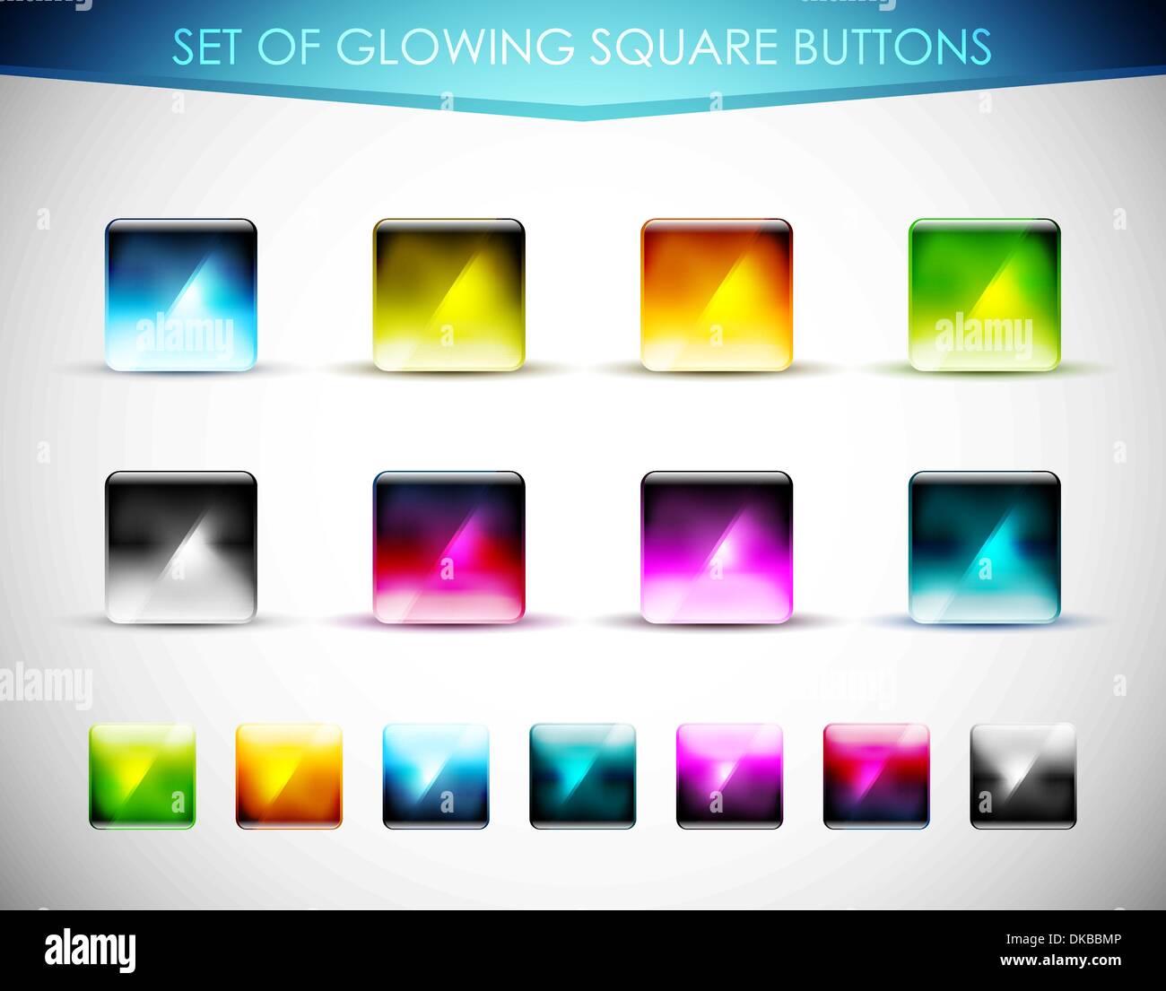 Collection of colorful abstract glowing buttons / icons Stock Vector ...