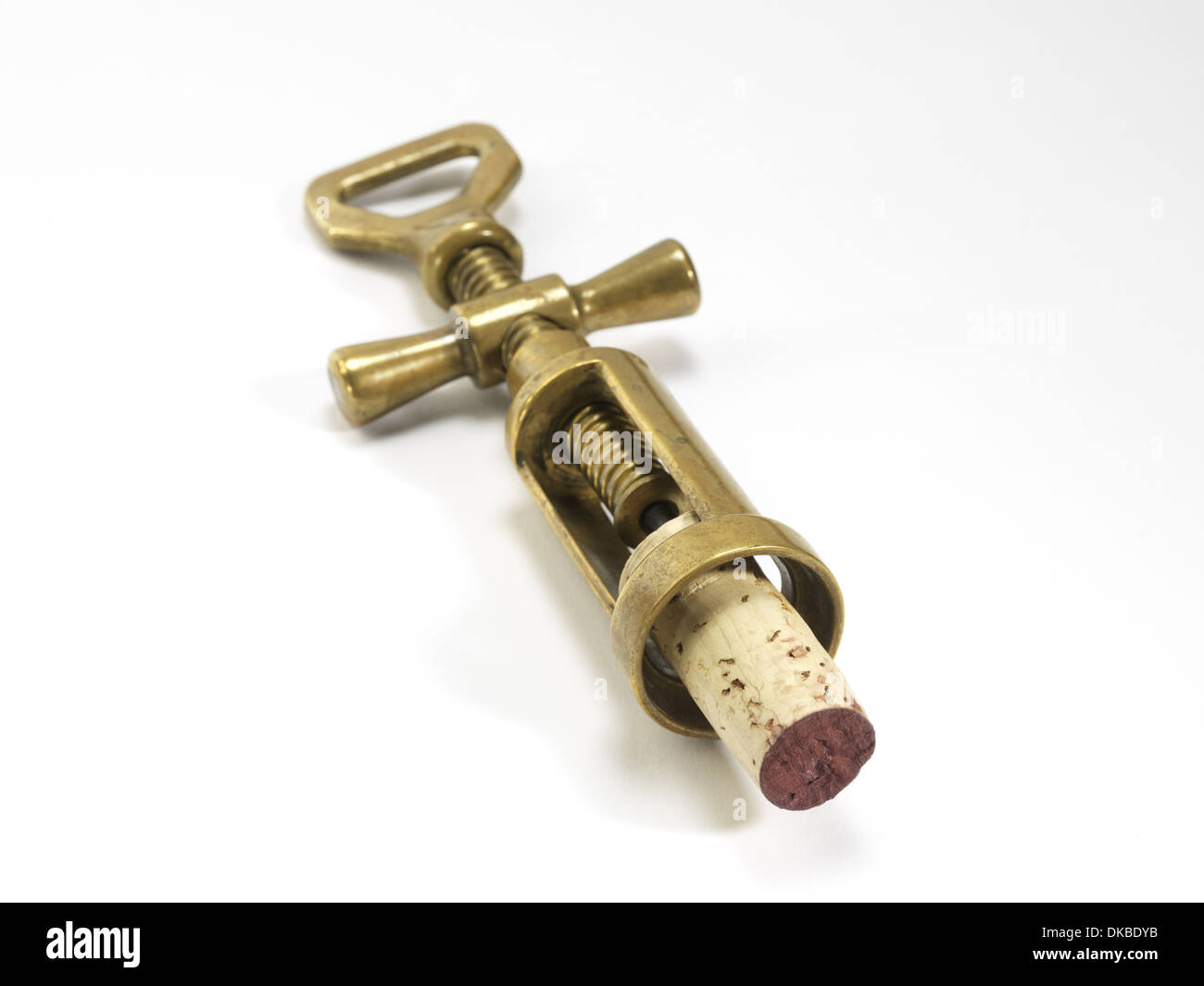 Brass Corkscrew with cork Stock Photo - Alamy