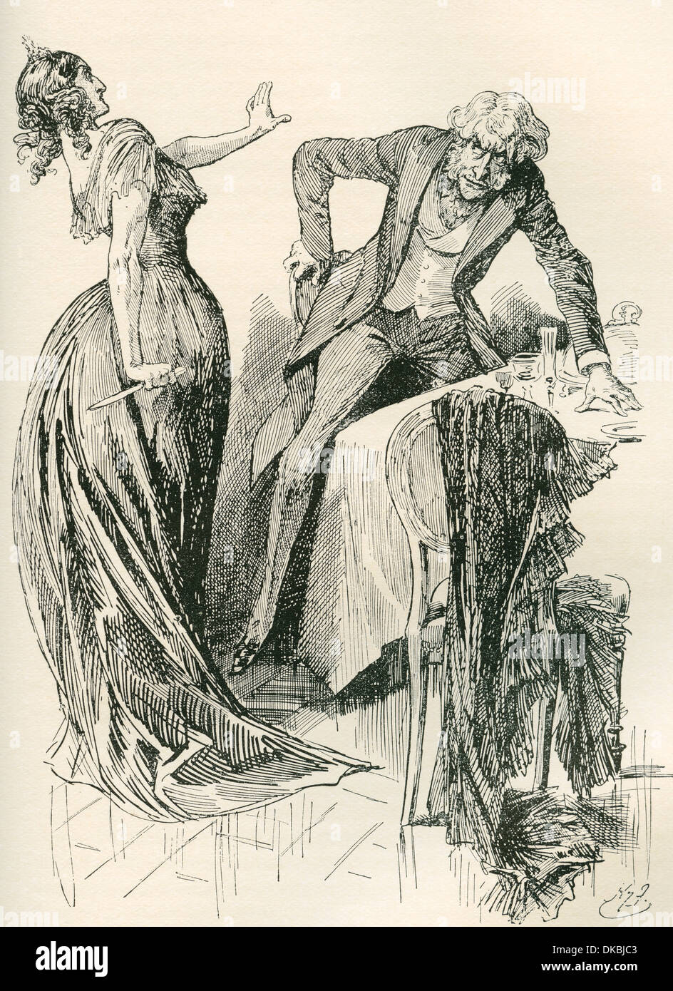 Edith and Mr. Carker. Illustration by Harry Furniss for the Charles ...