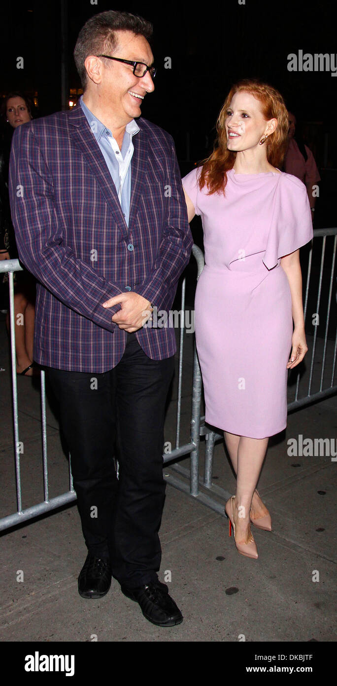Moises Kaufman and Jessica Chastain Opening night of Off-Broadway play ...