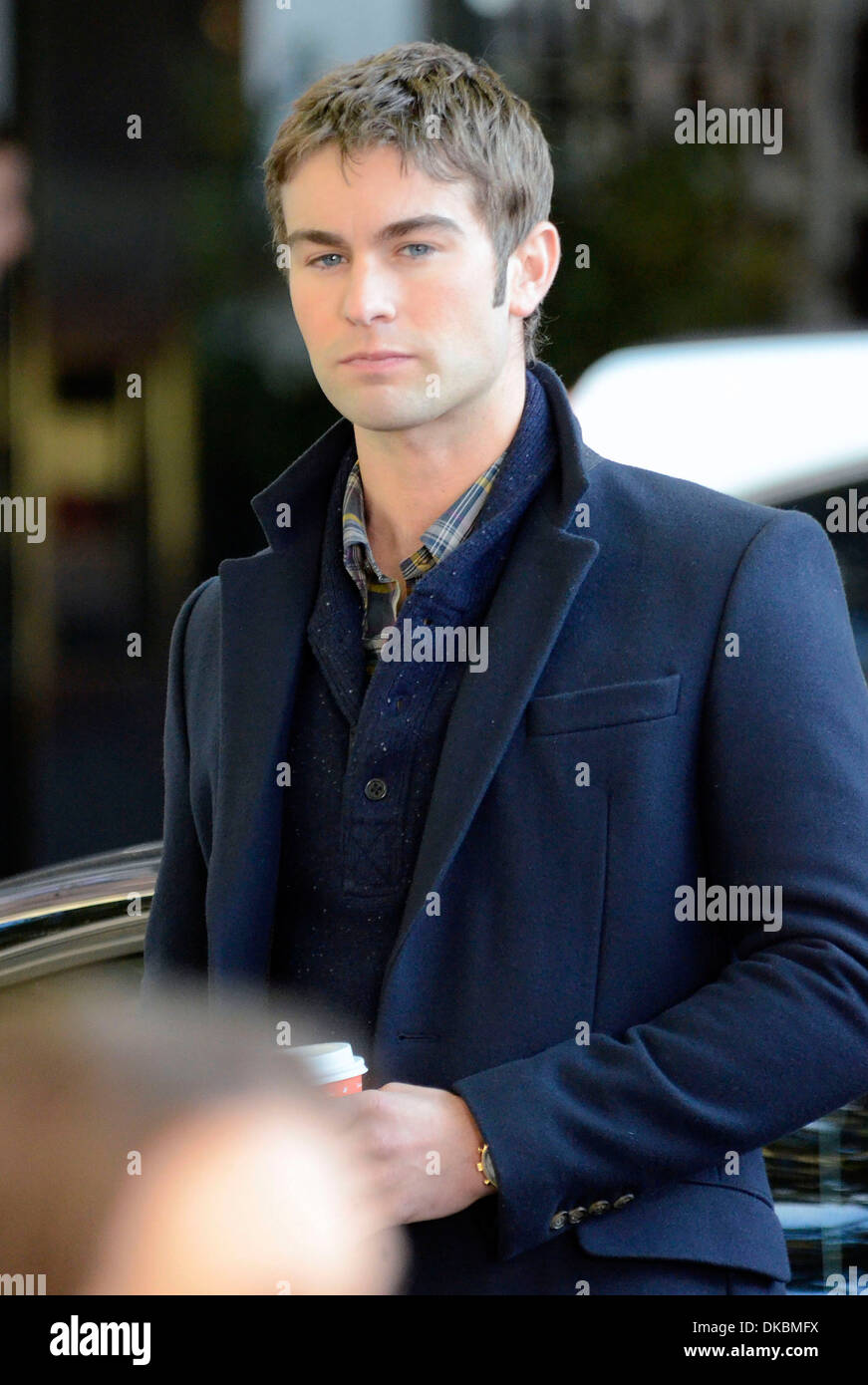 Chase Crawford filming on set of 'Gossip Girl' in Midtown Manhattan New ...