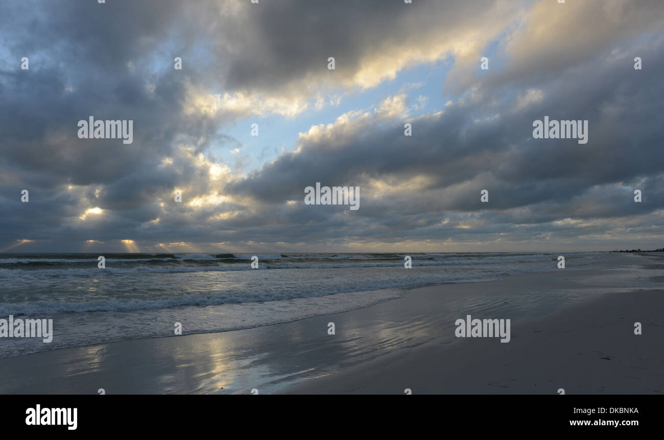 Waves with storm and god's rays Siesta Key, Florida Stock Photo - Alamy