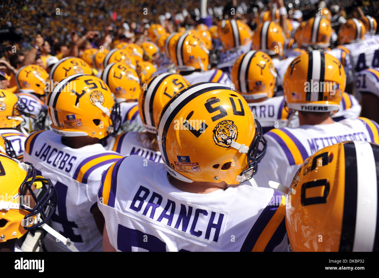 The LSU Tigersenter the field before their home crowd before the Div. 1 ...