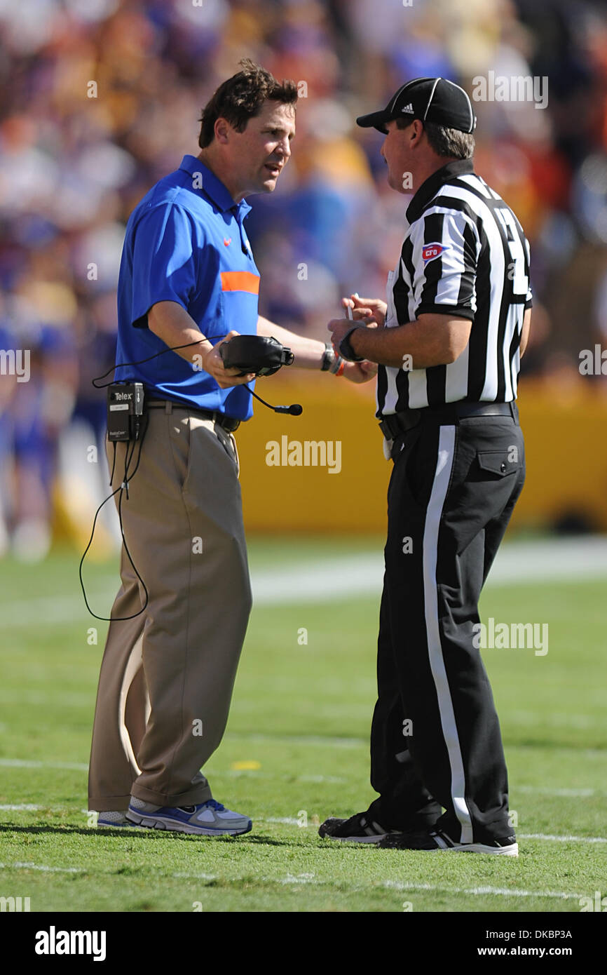The University of Florida head coach Will Muschamp argues with a ...