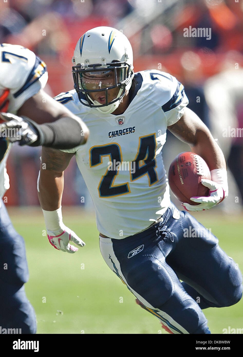 Oct. 9, 2011 - Denver, Colorado, U.S. - Chargers RB RYAN MATHEWS runs ...