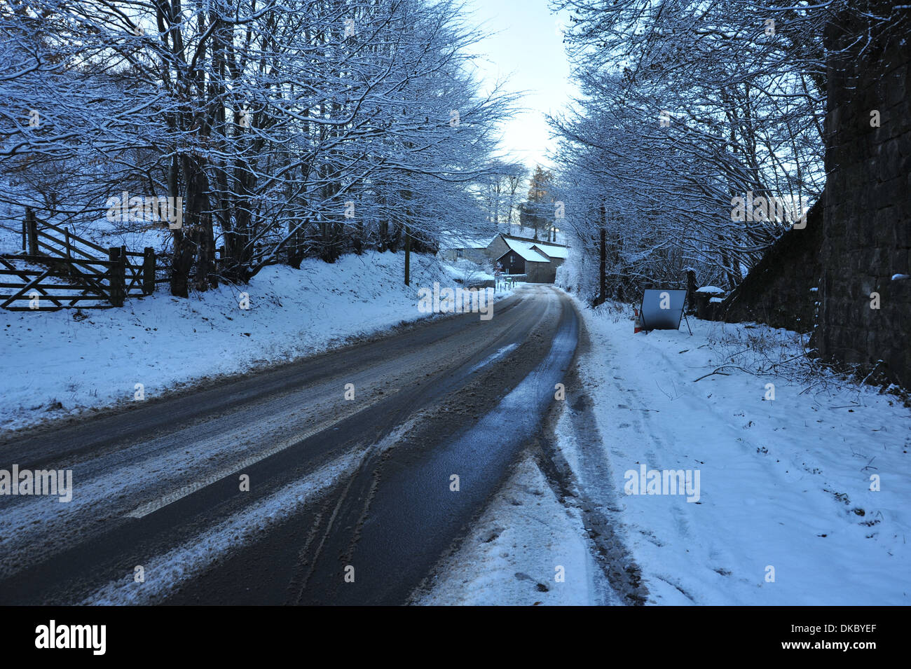 snow on road Stock Photo - Alamy