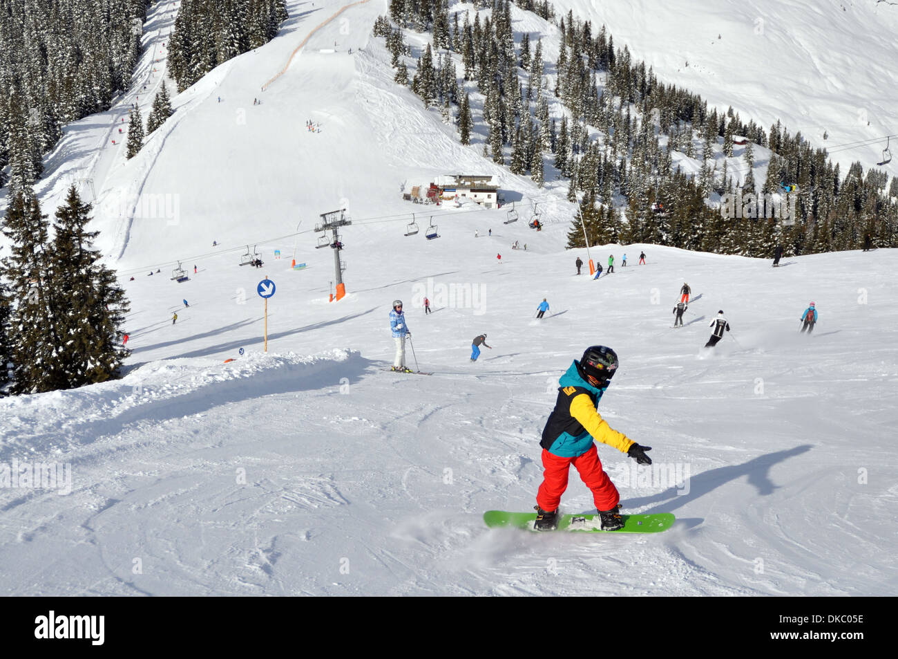 Snowboarding at Zell am See, Austrian Alps Stock Photo - Alamy