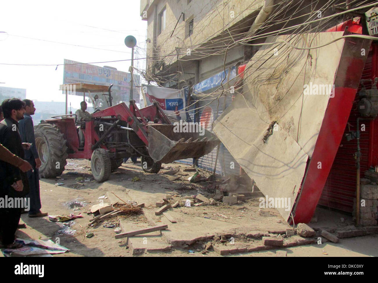 Anti encroachment operation in progress demolishing illegal ...
