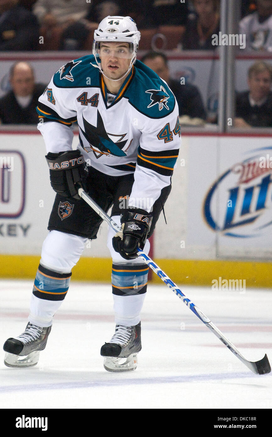 Oct. 14, 2011 - Anaheim, California, U.S - San Jose Sharks defenseman ...