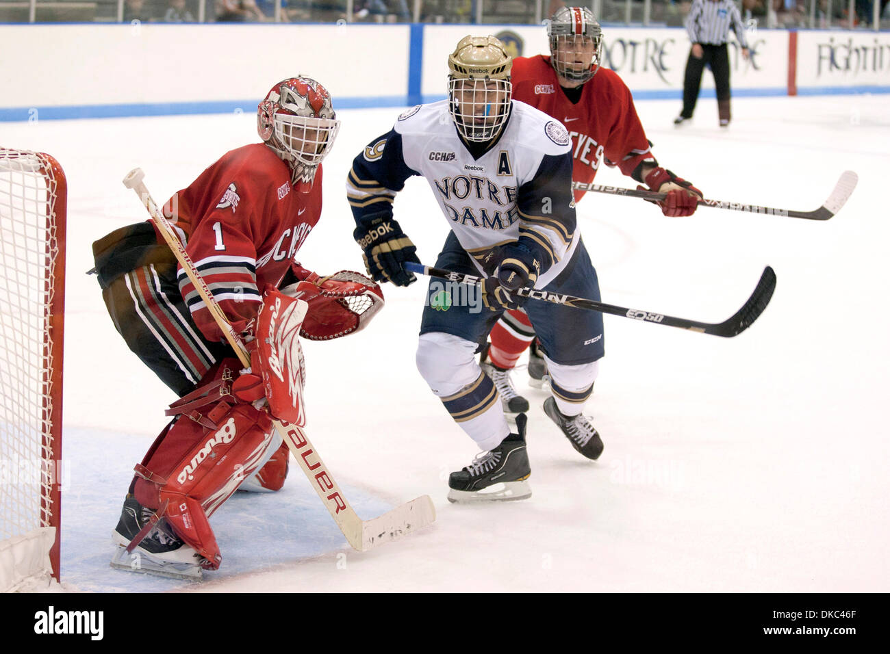 Oct. 15, 2011 - South Bend, Indiana, U.S - Notre Dame center Anders Lee ...