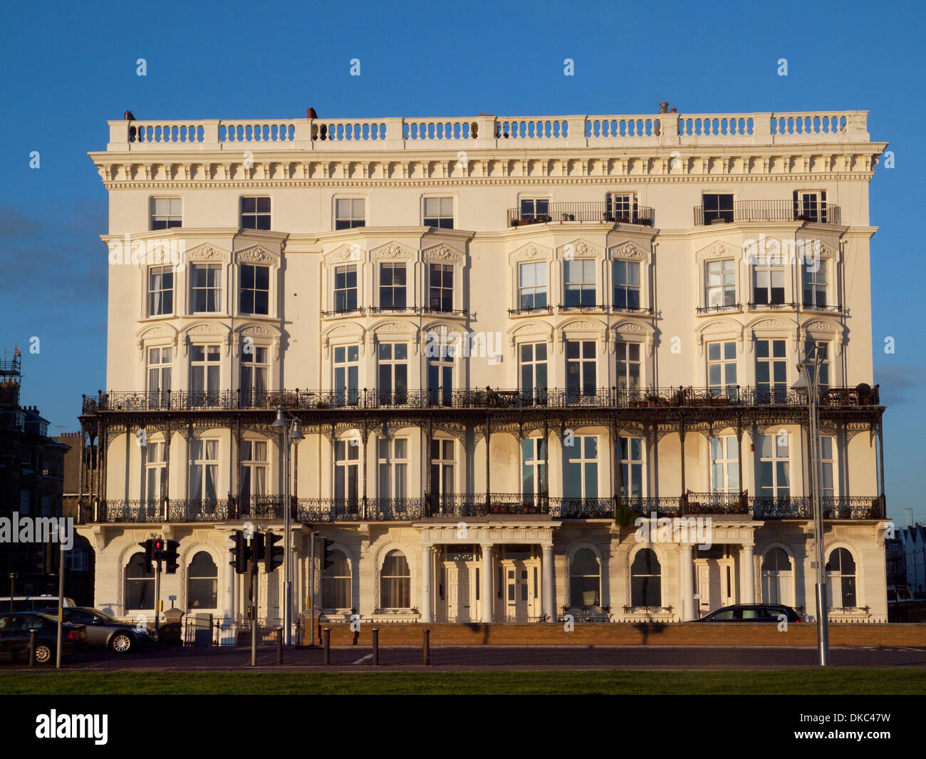 Historic buildings on Kingsway in Hove,Brighton as seen from Hove Lawns ...