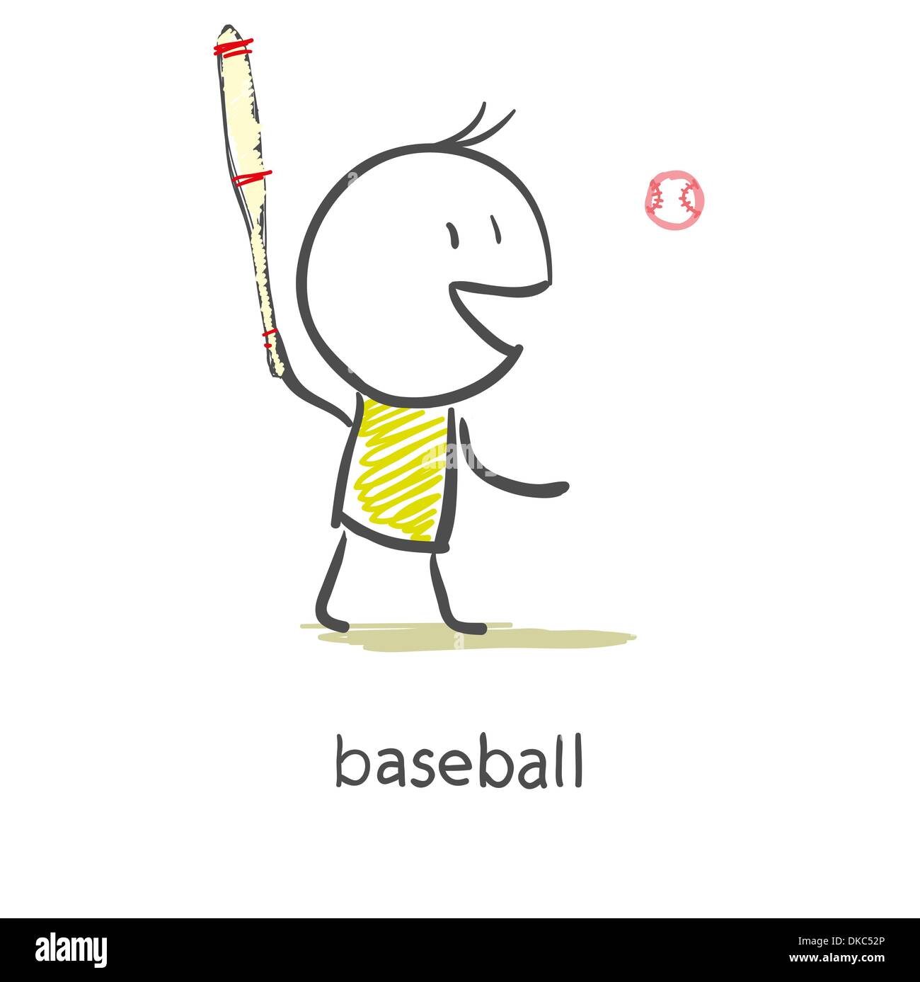 Stick Figure Boy Baseball